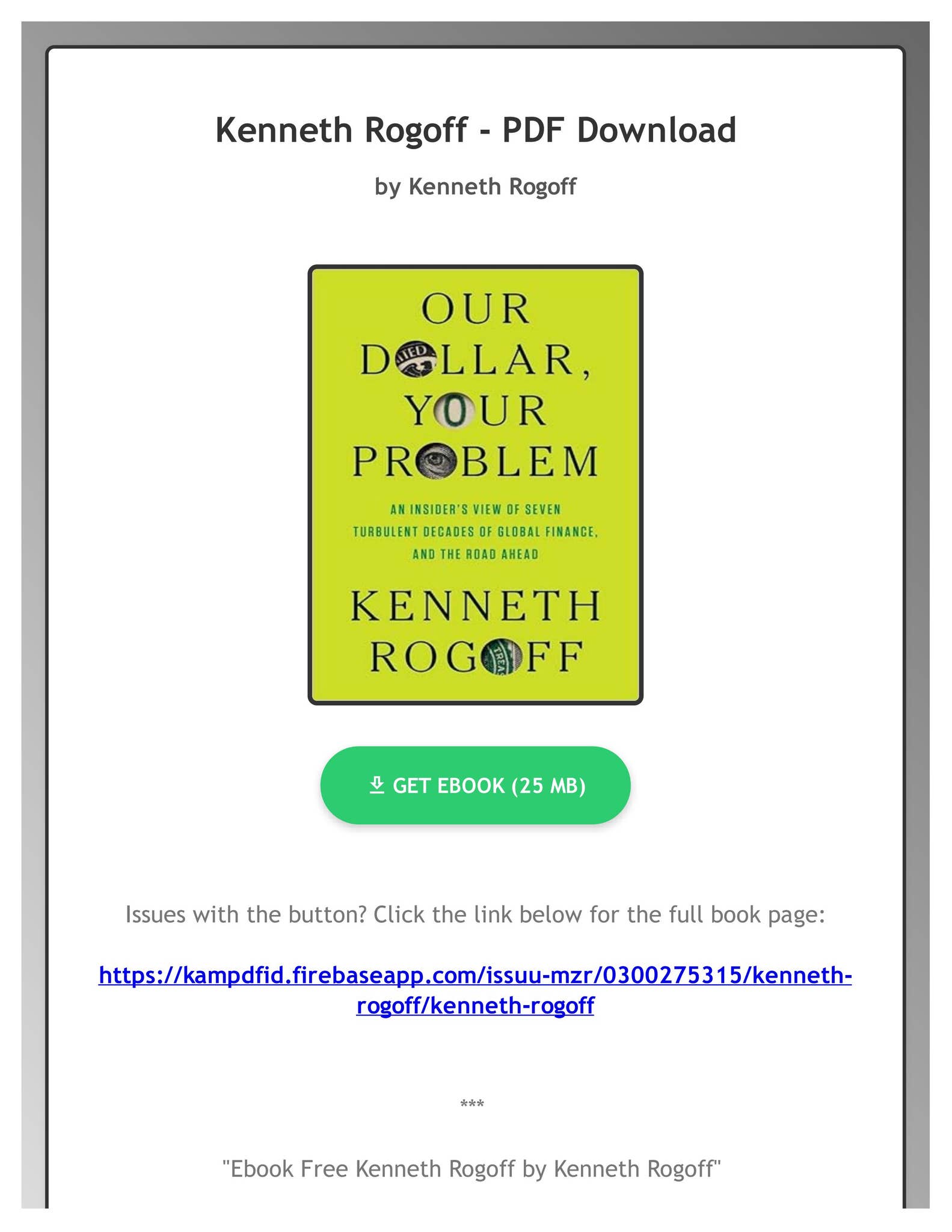 Ebook Free Kenneth Rogoff by Kenneth Rogoff by bernhardivyt - Issuu