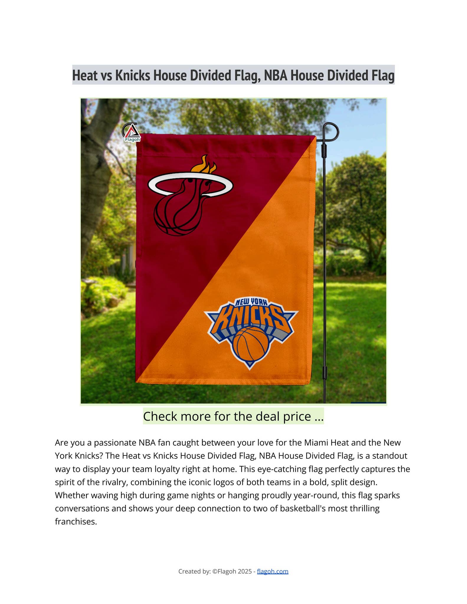 Heat vs Knicks House Divided Flag - Ultimate NBA House Divided Flag for ...