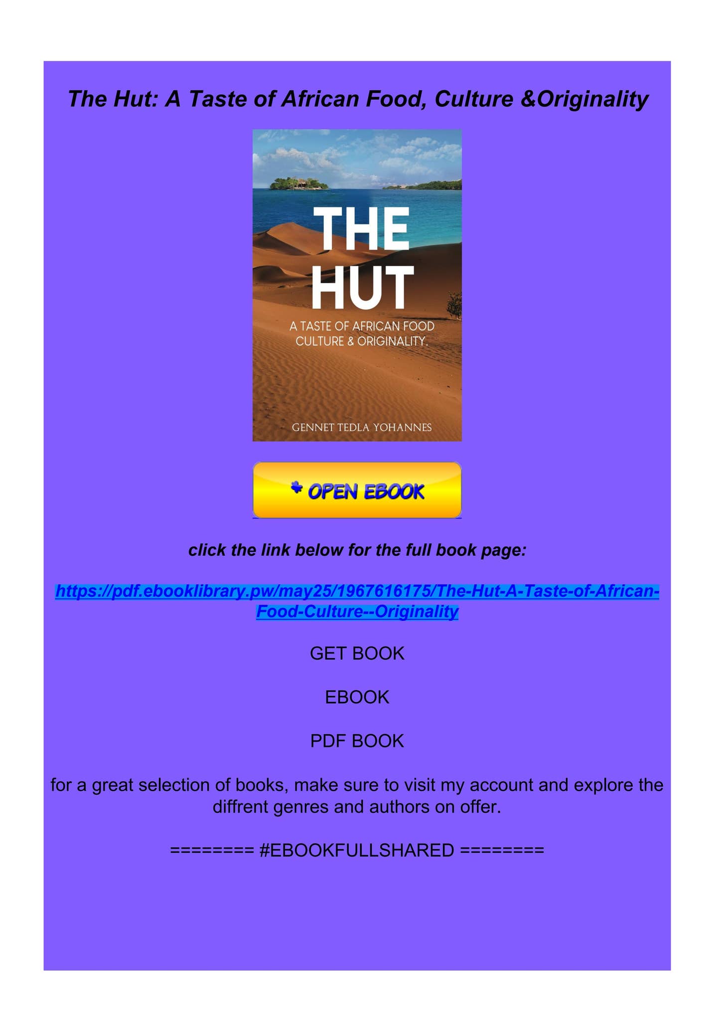 PDF The Hut: A Taste of African Food, Culture & Originality by ...