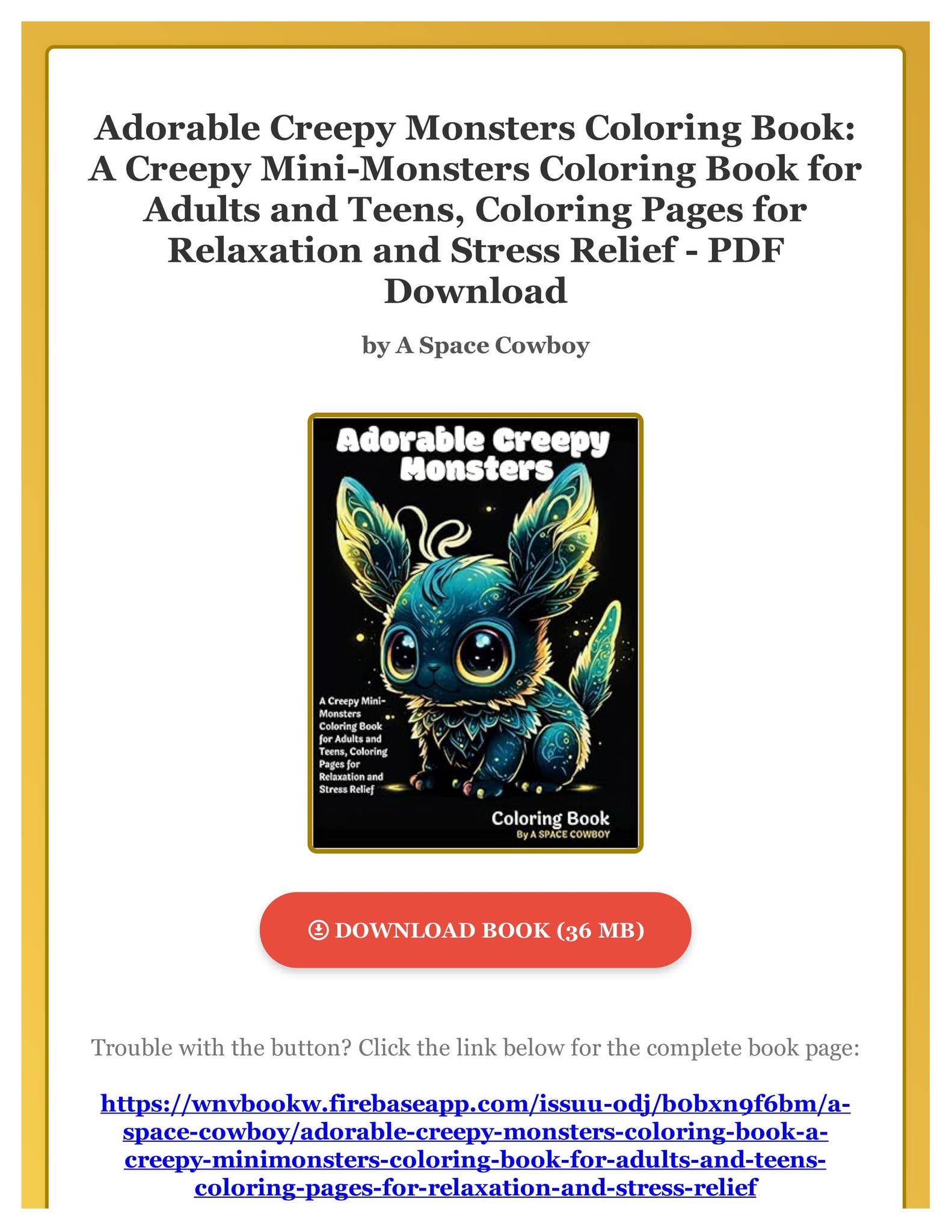 PDF Free Adorable Creepy Monsters Coloring Book: A Creepy Mini-Monsters ...
