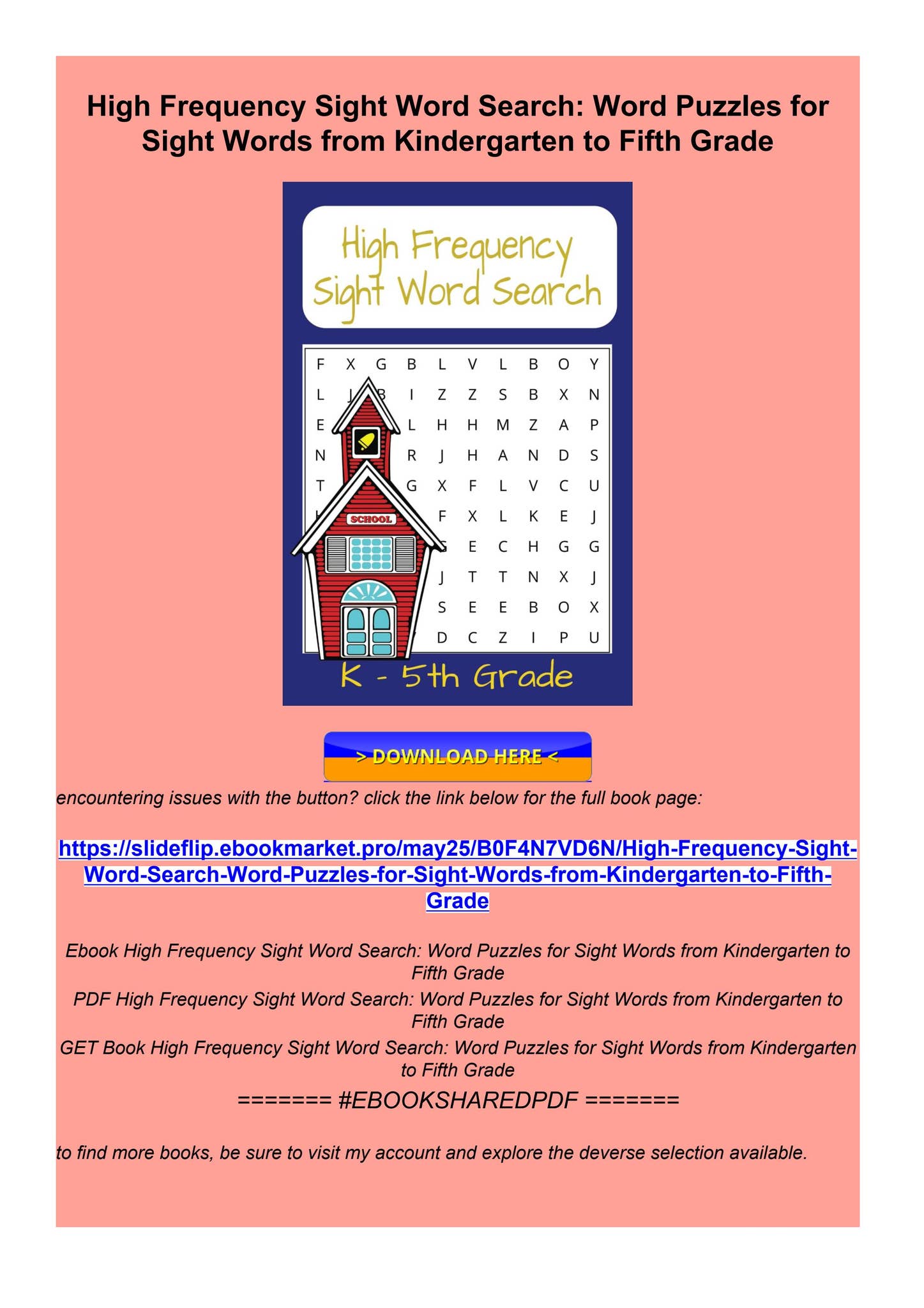 [PDF READ] Free High Frequency Sight Word Search: Word Puzzles for Sig ...