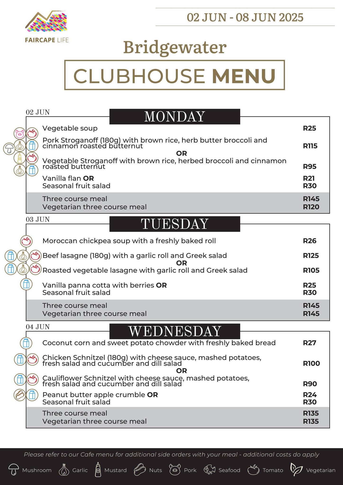 Clubhouse Menus | Bridgewater | June 2025 by Faircape-Group - Issuu