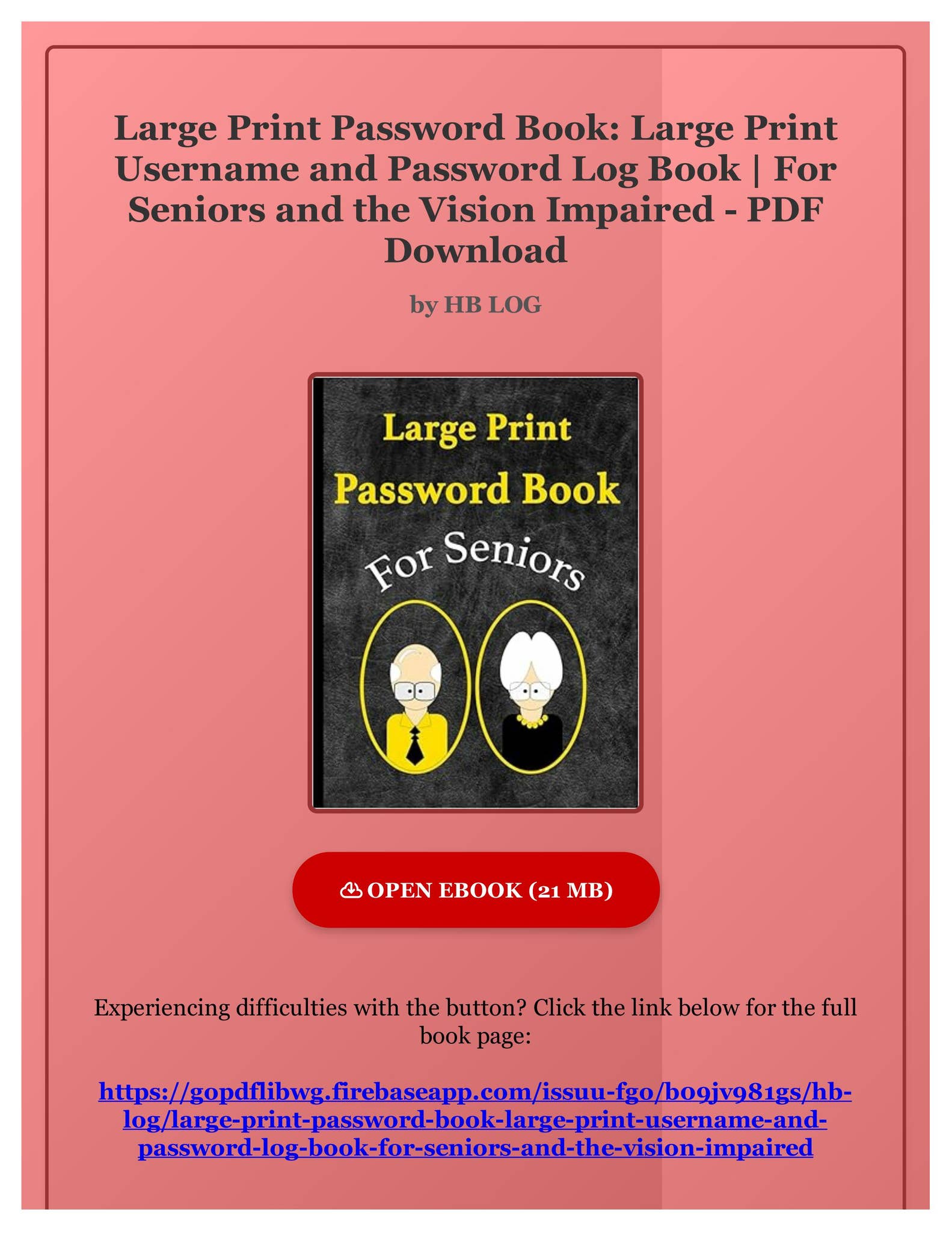 Ebook Large Print Password Book: Large Print Username and Password Log ...