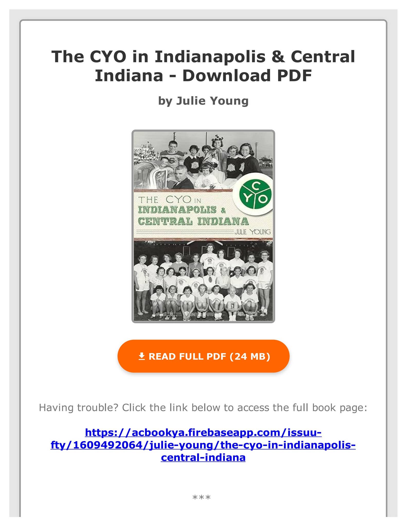 (EBOOK)(PDF) The CYO in Indianapolis & Central Indiana by Julie Young ...