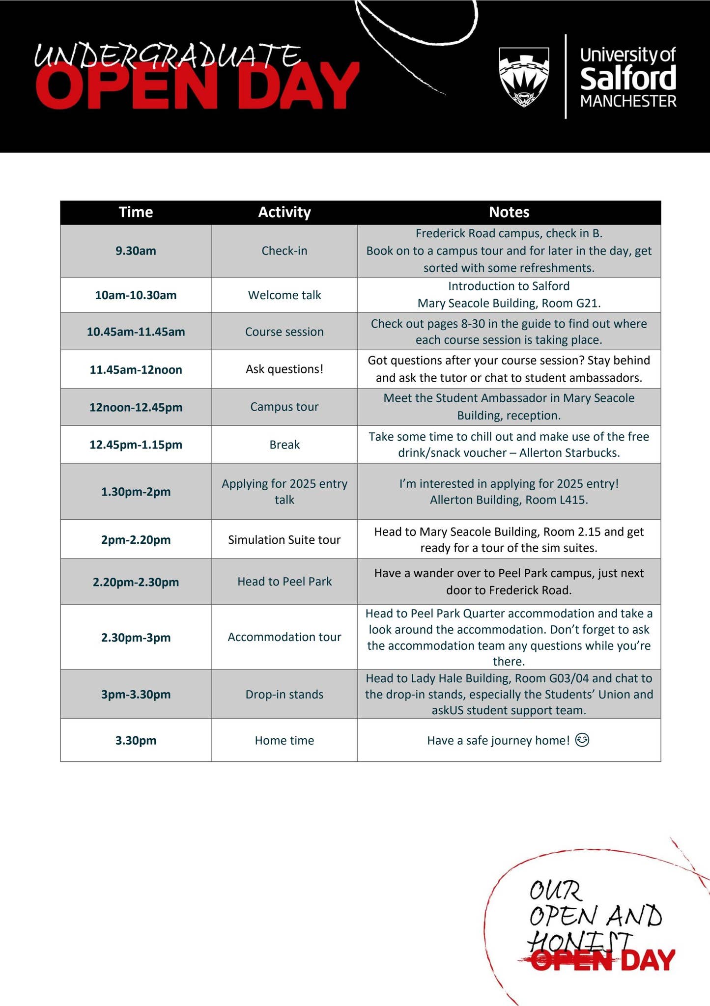 Frederick Road sample itinerary 2025 by University of Salford - Issuu