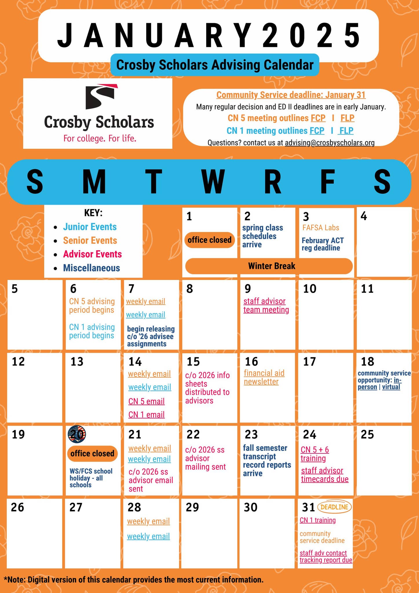 Advising Calendar 24-25 by Crosby Scholars Community Partnership - Issuu