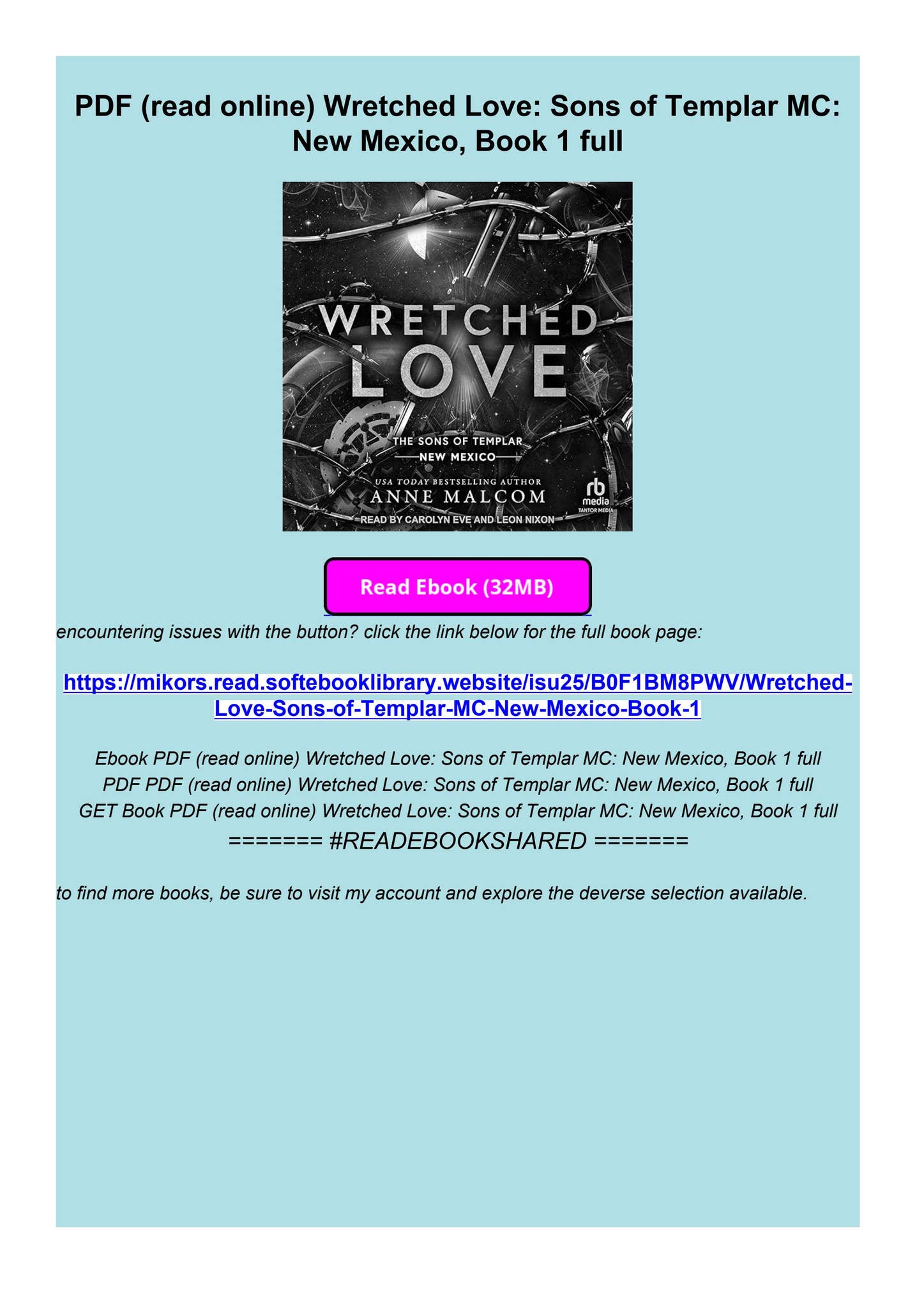 PDF (read online) Wretched Love: Sons of Templar MC: New Mexico, Book 1 ...