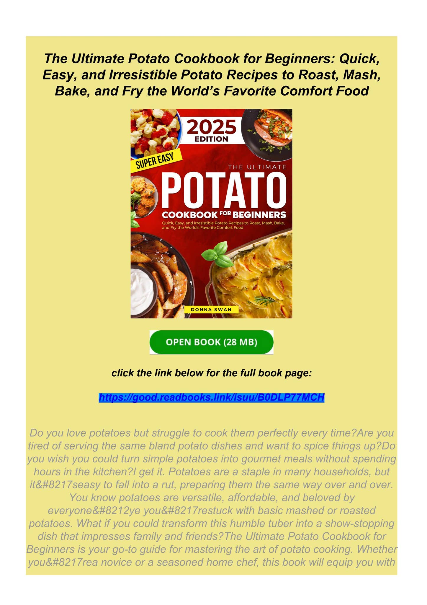 Download The Ultimate Potato Cookbook for Beginners: Quick, Easy, and ...