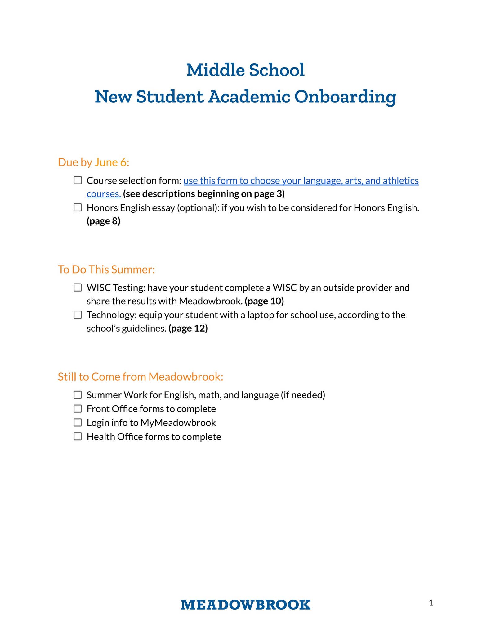 Welcome to Meadowbrook's Middle School! by The Meadowbrook School of ...