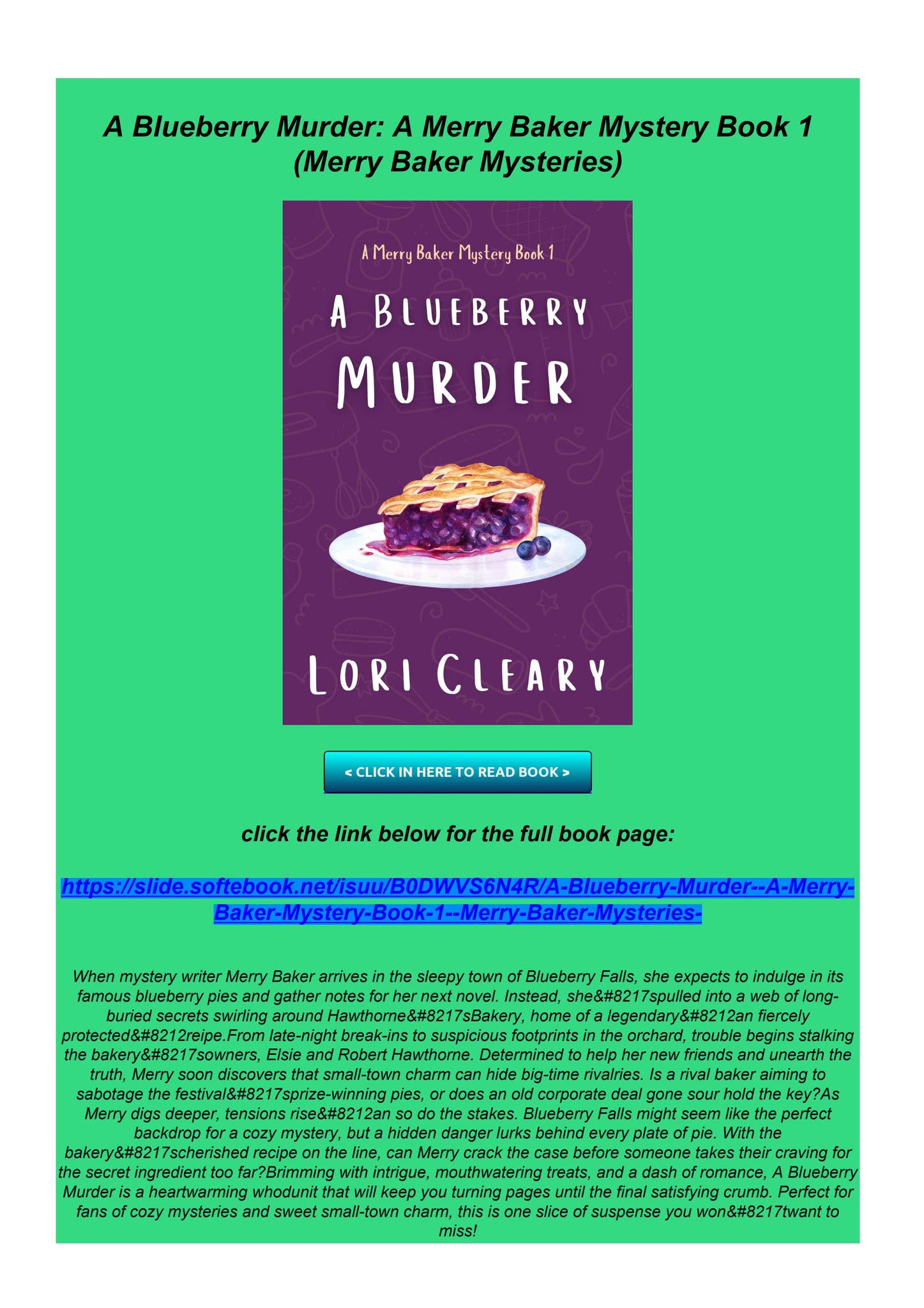 Get PDF A Blueberry Murder: A Merry Baker Mystery Book 1 (Merry Baker ...