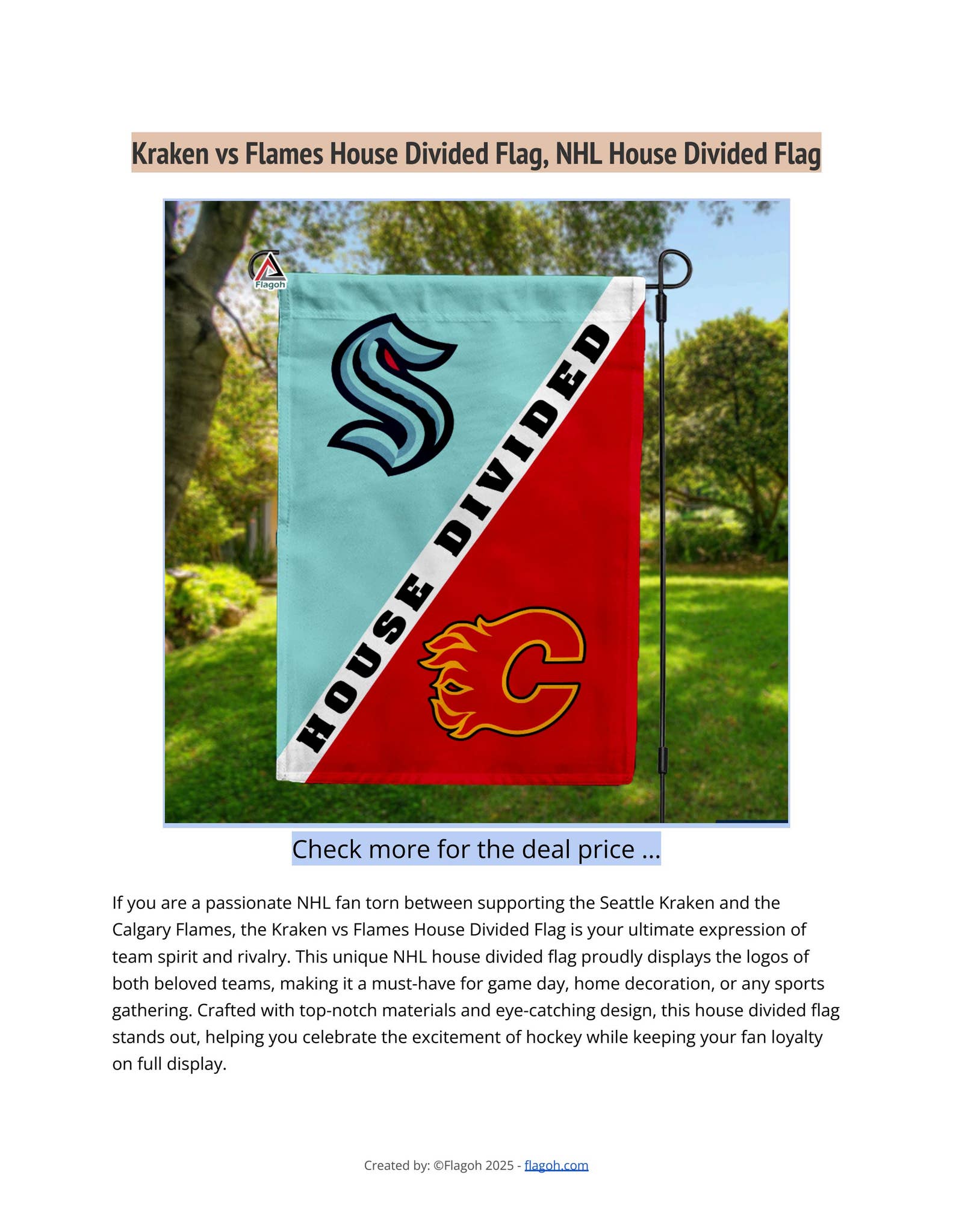 Kraken vs Flames House Divided Flag - Perfect NHL House Divided Flag ...