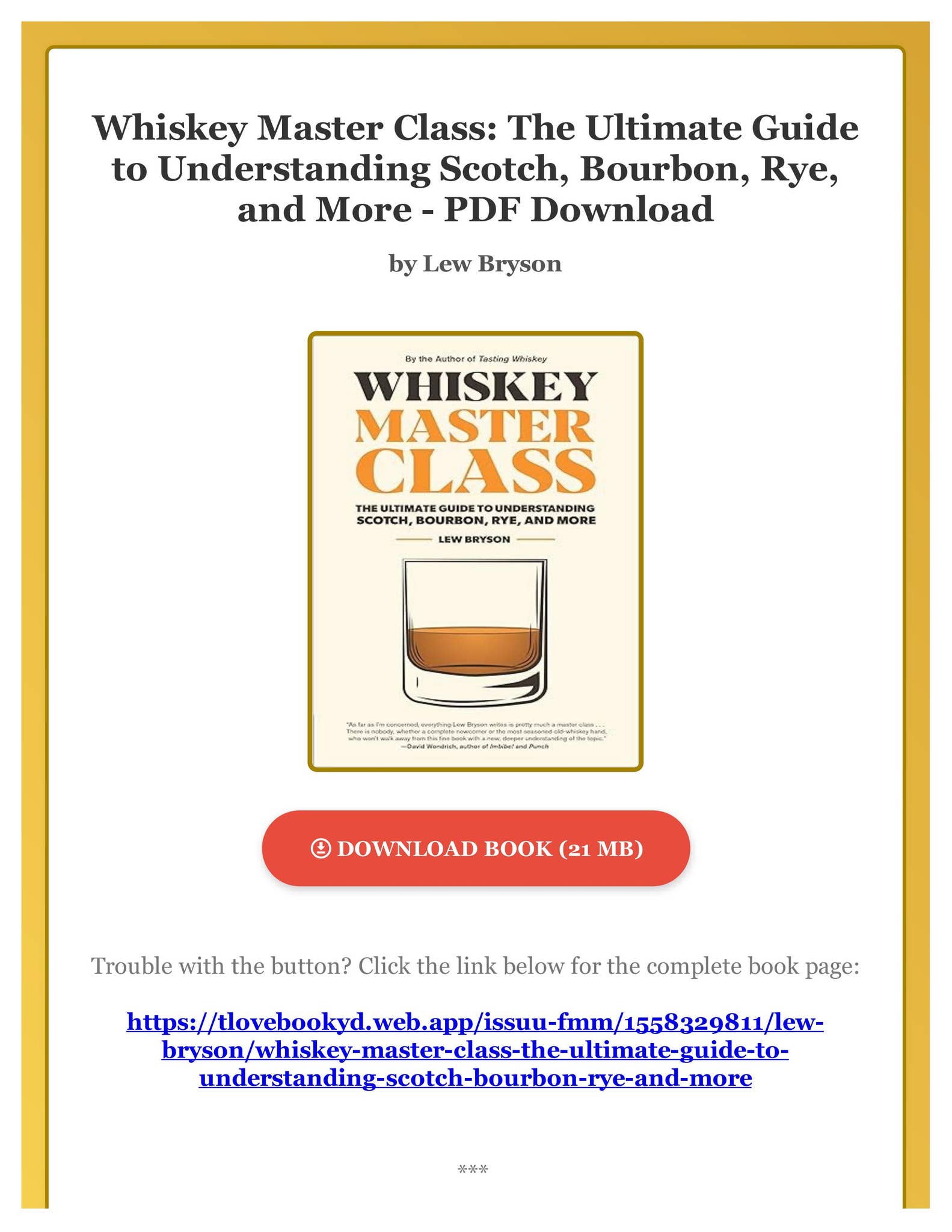 EBOOK Whiskey Master Class: The Ultimate Guide to Understanding Scotch ...