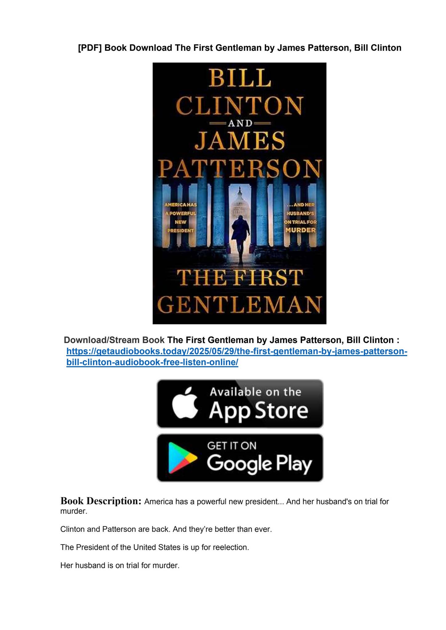 (PDF) Book Download The First Gentleman by James Patterson, Bill ...