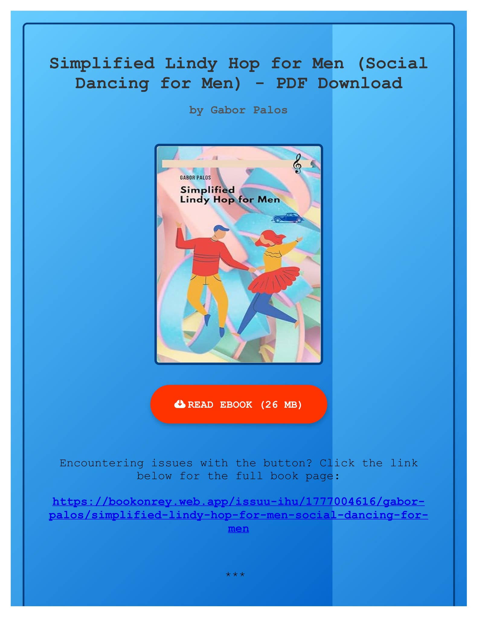 (FREE (PDF) Simplified Lindy Hop for Men (Social Dancing for Men) by ...