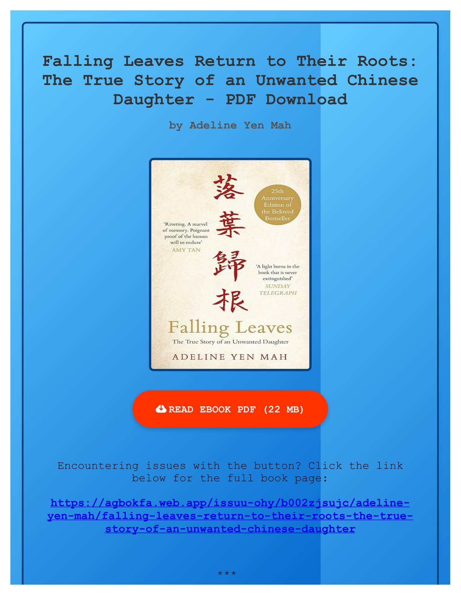 EBOOK PDF Falling Leaves Return to Their Roots: The True Story of an ...