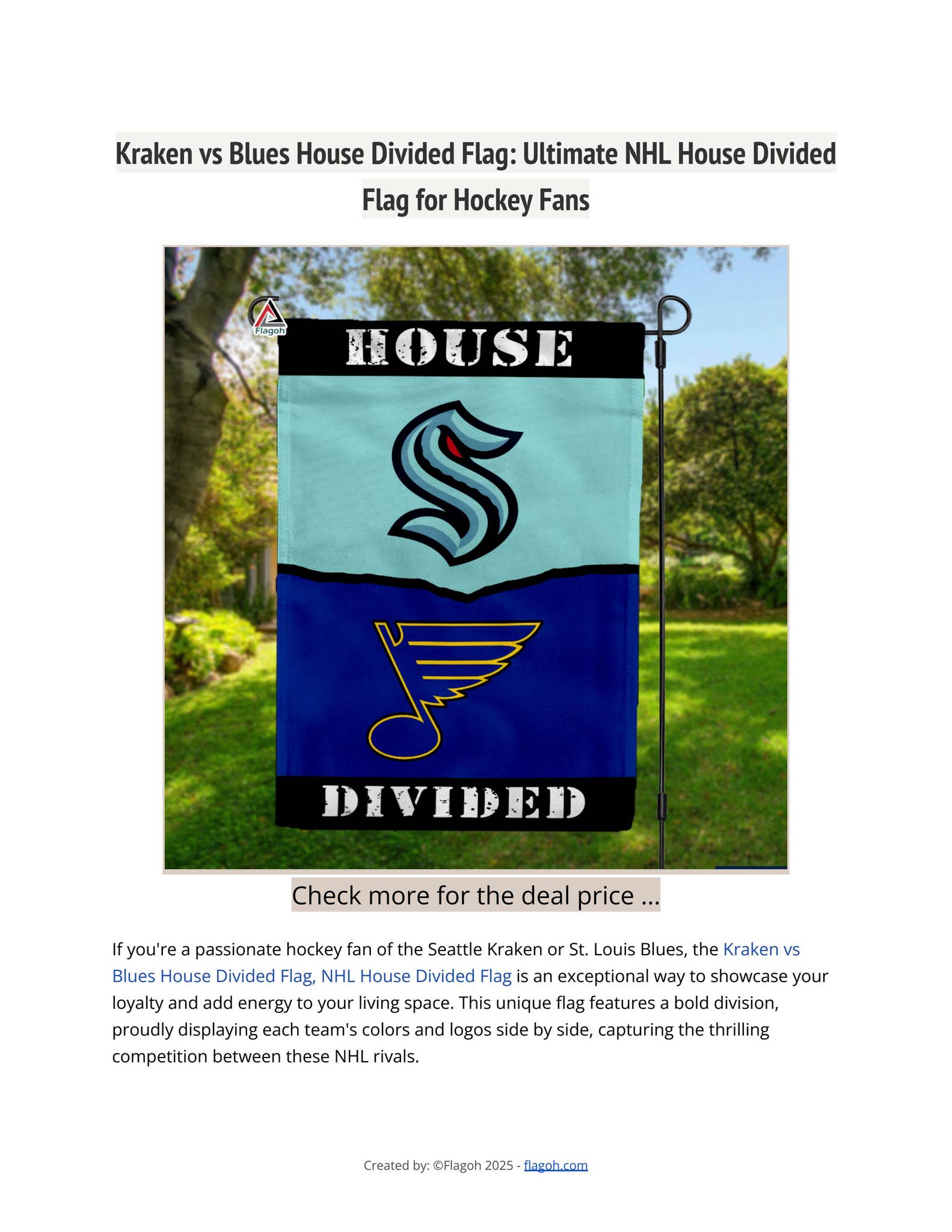 Kraken vs Blues House Divided Flag: Ultimate NHL House Divided Flag for ...