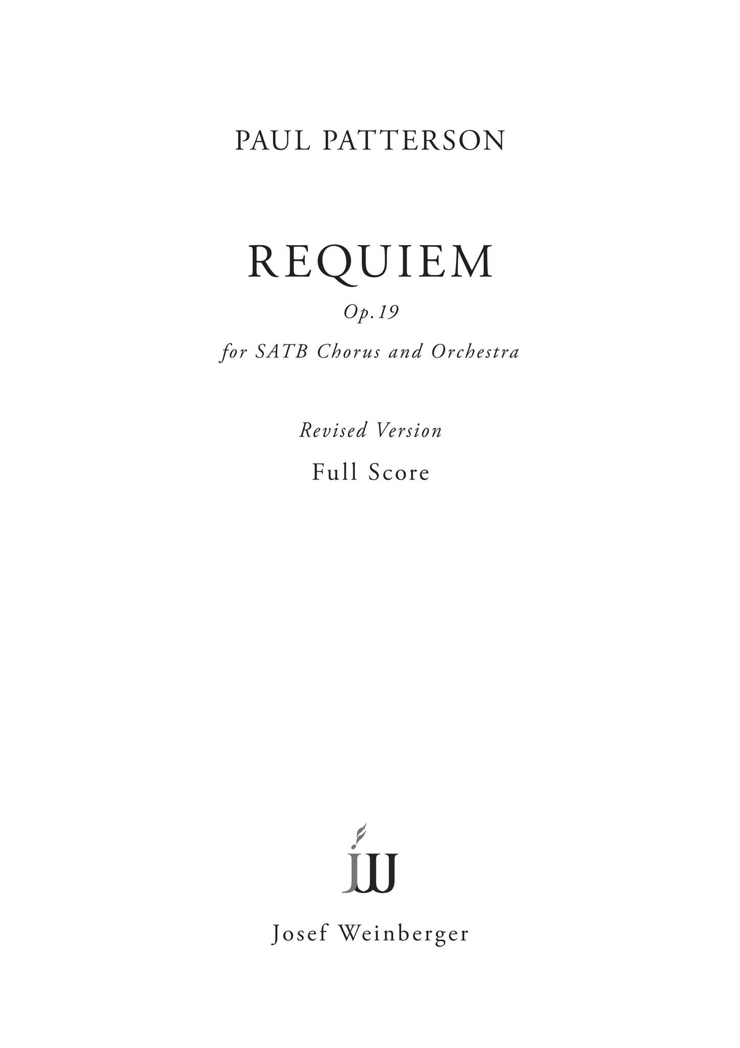 Patterson, Paul – Requiem [Revised Version] – Full Score by Josef ...