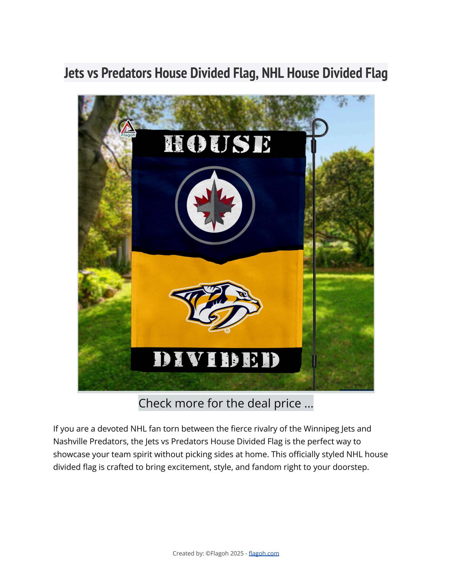 Jets vs Predators House Divided Flag - Show Your NHL Pride in Every ...