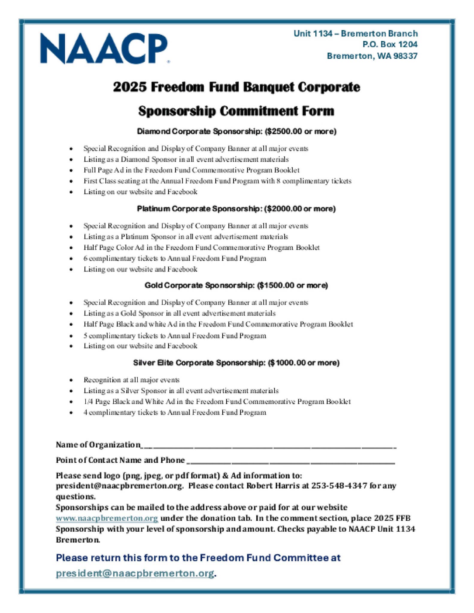NAACP Freedom Fund Banquet 2025 Sponsorship Form by Admiral Theatre - Issuu