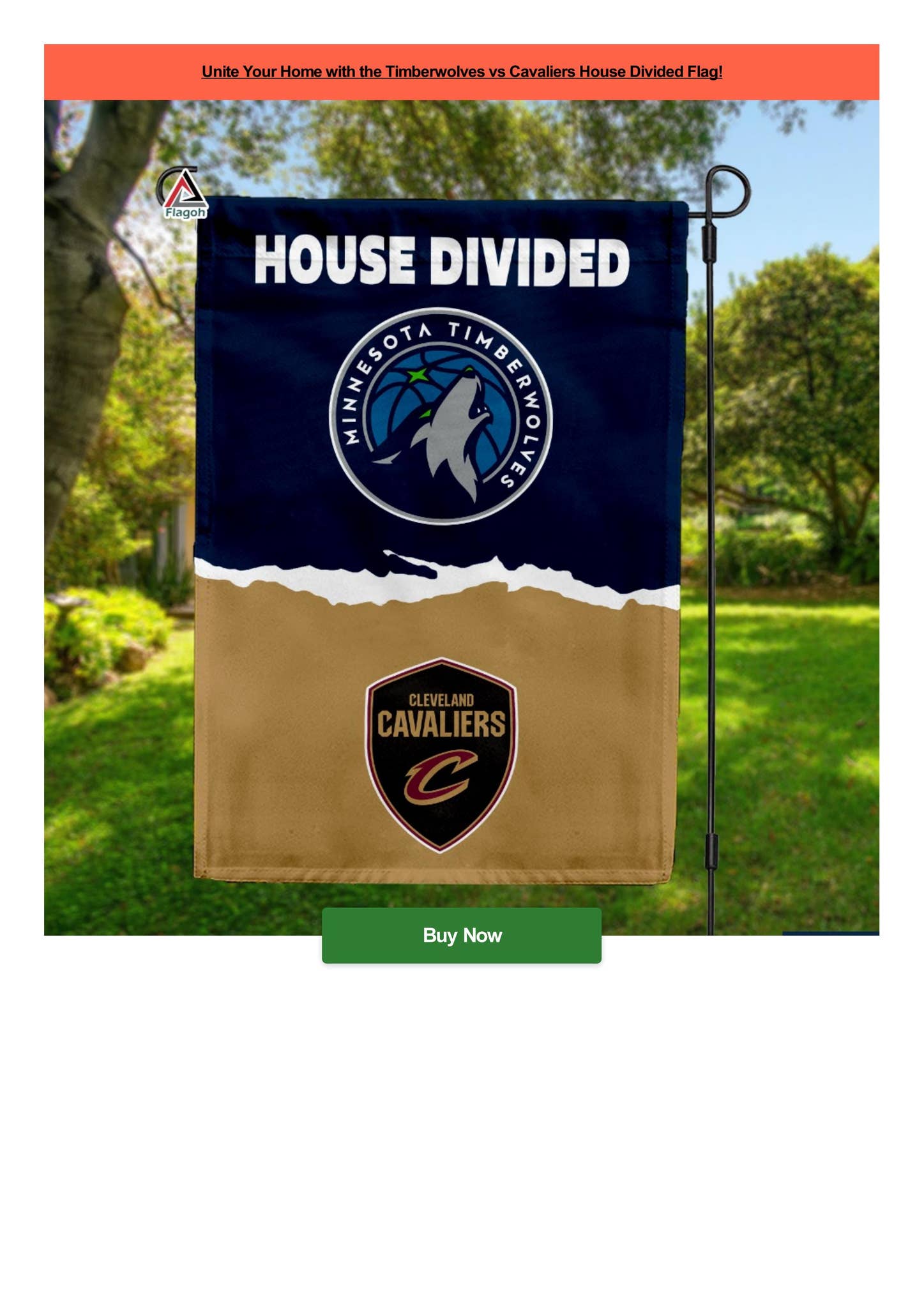 Timberwolves vs Cavaliers House Divided Flag, NBA House Divided Flag by ...
