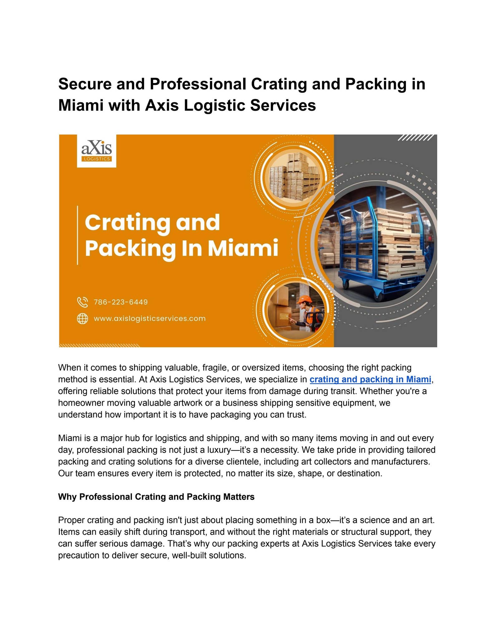 Secure and Professional Crating and Packing in Miami with Axis Logistic ...