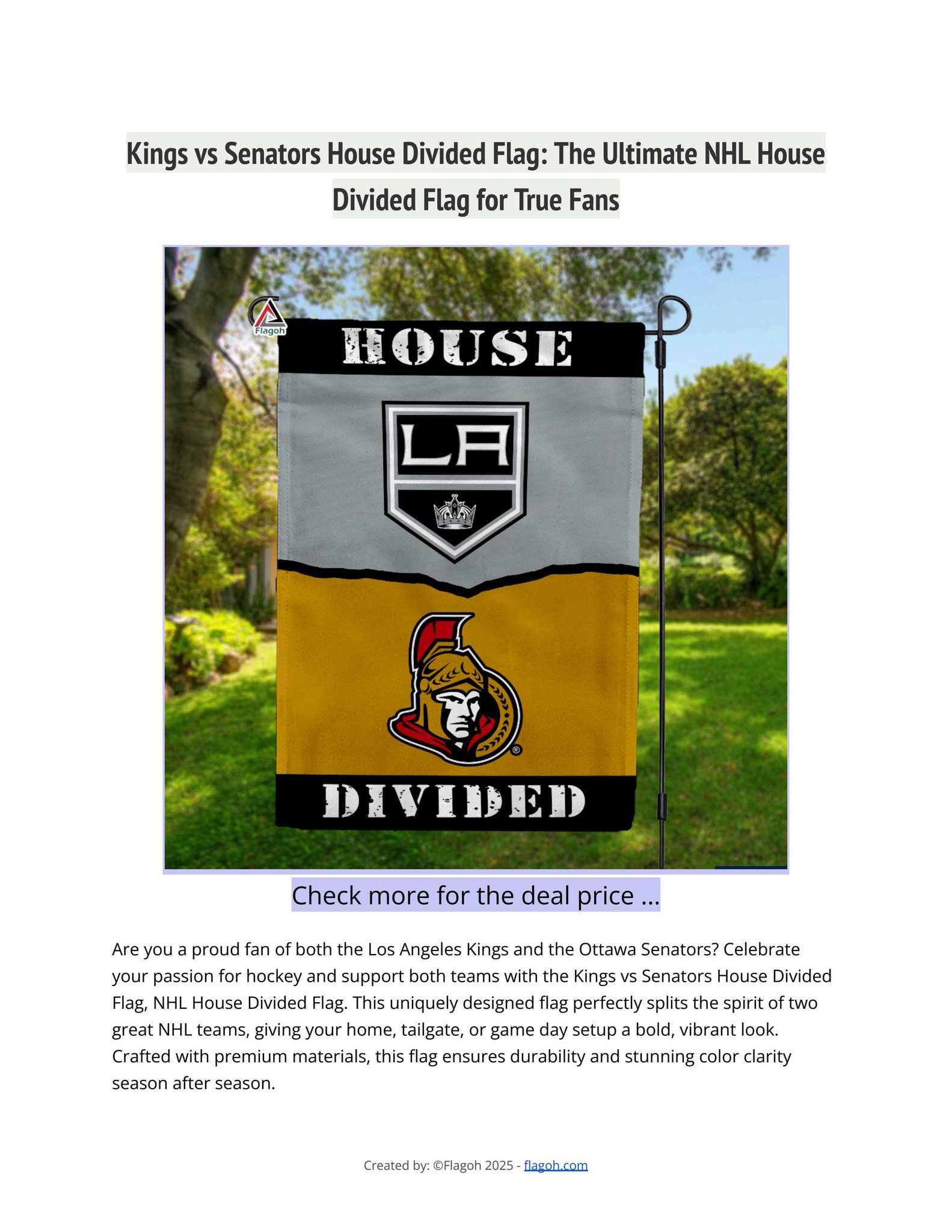 Kings vs Senators House Divided Flag: The Ultimate NHL House Divided ...