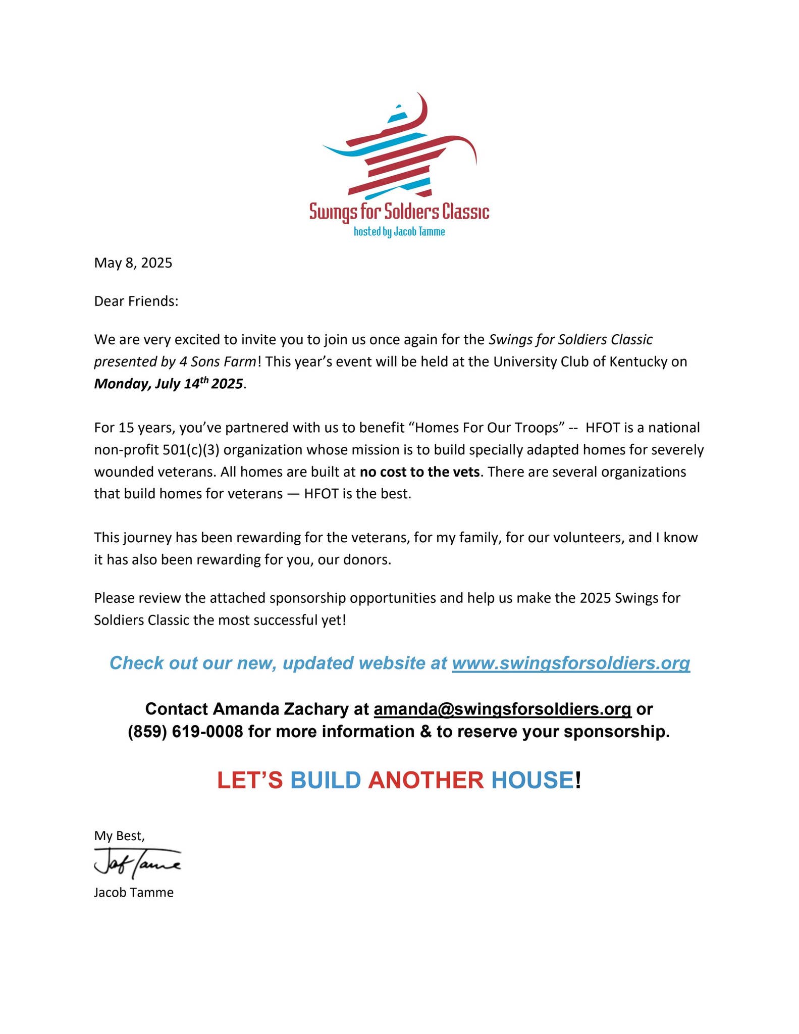 Swings for Soldiers 2025 Sponsor Info Letter PDF by Heritage Golf Group ...