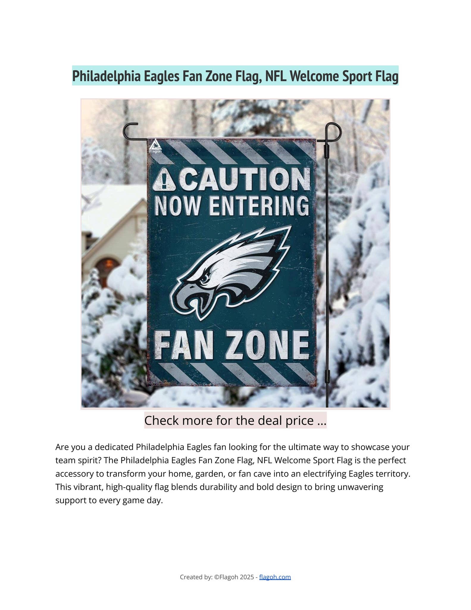 Philadelphia Eagles Fan Zone Flag, NFL Welcome Sport Flag - Perfect ...