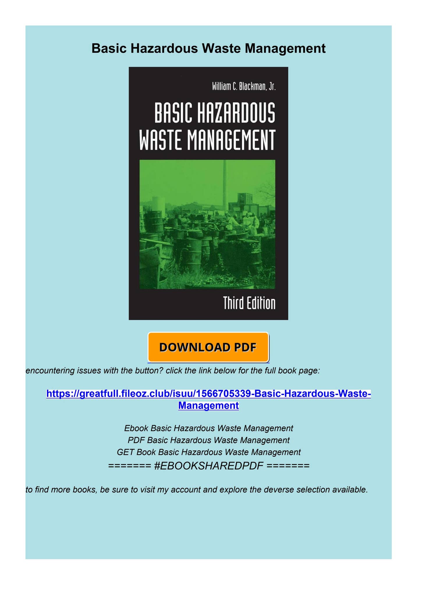 GET Ebook Basic Hazardous Waste Management by americadudley - Issuu