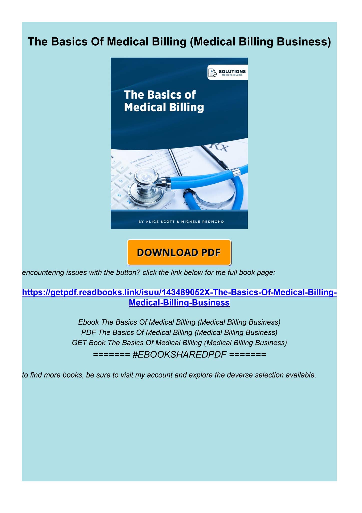 READ The Basics Of Medical Billing (Medical Billing Business) by ...