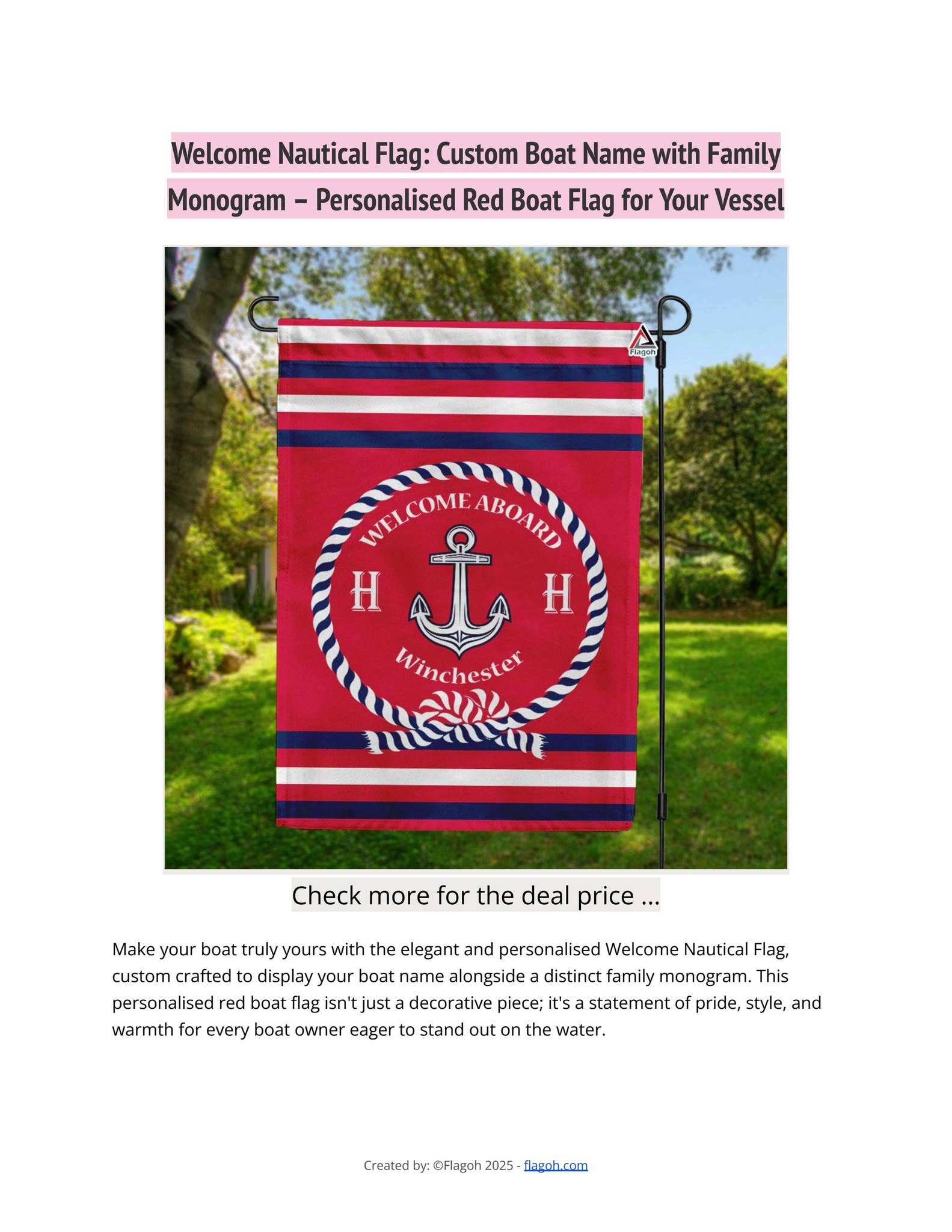 Welcome Nautical Flag: Custom Boat Name with Family Monogram ...
