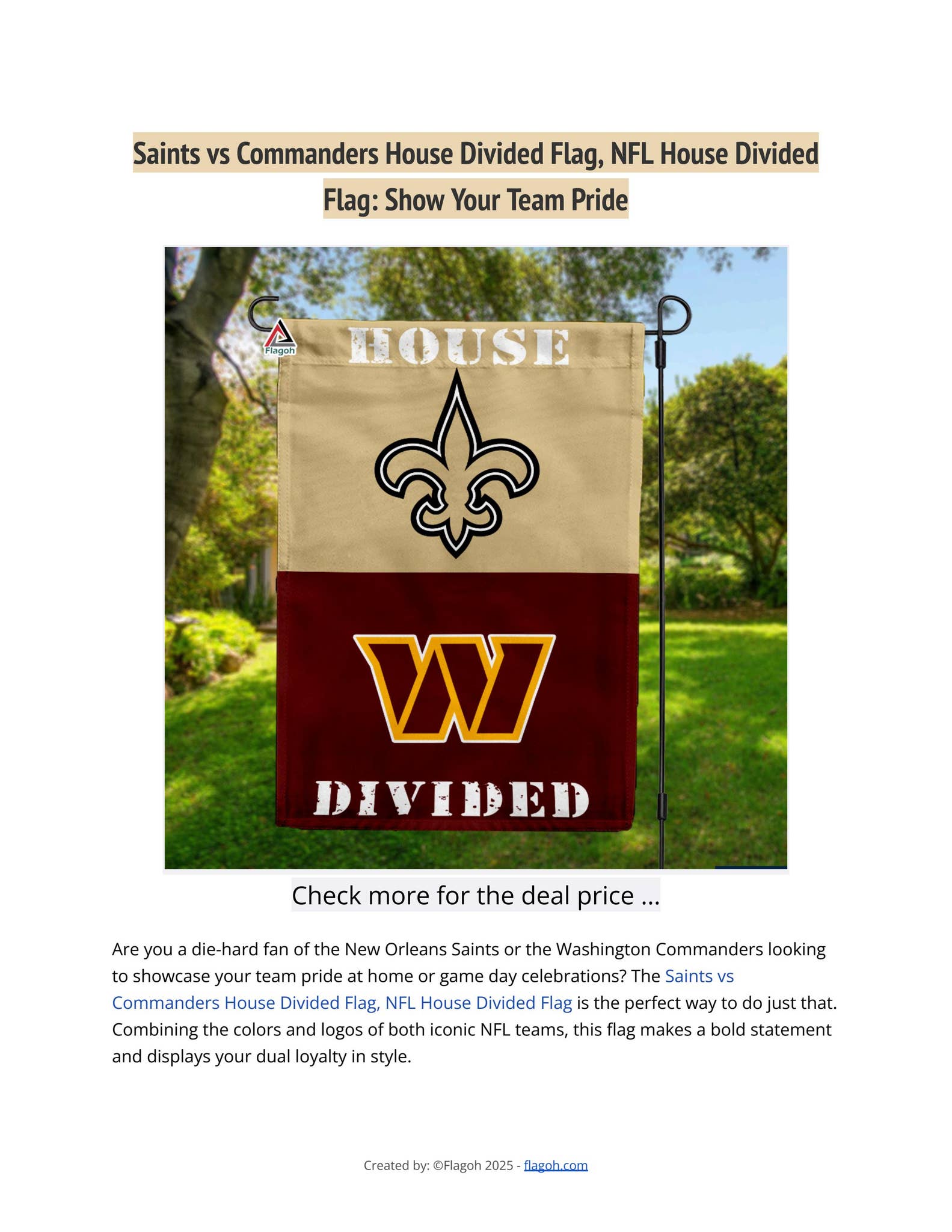Saints vs Commanders House Divided Flag: The Ultimate NFL House Divided ...
