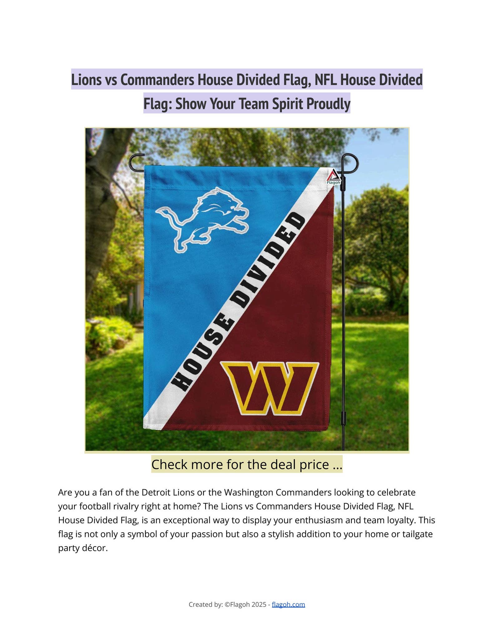 Lions vs Commanders House Divided Flag, NFL House Divided Flag: Show ...