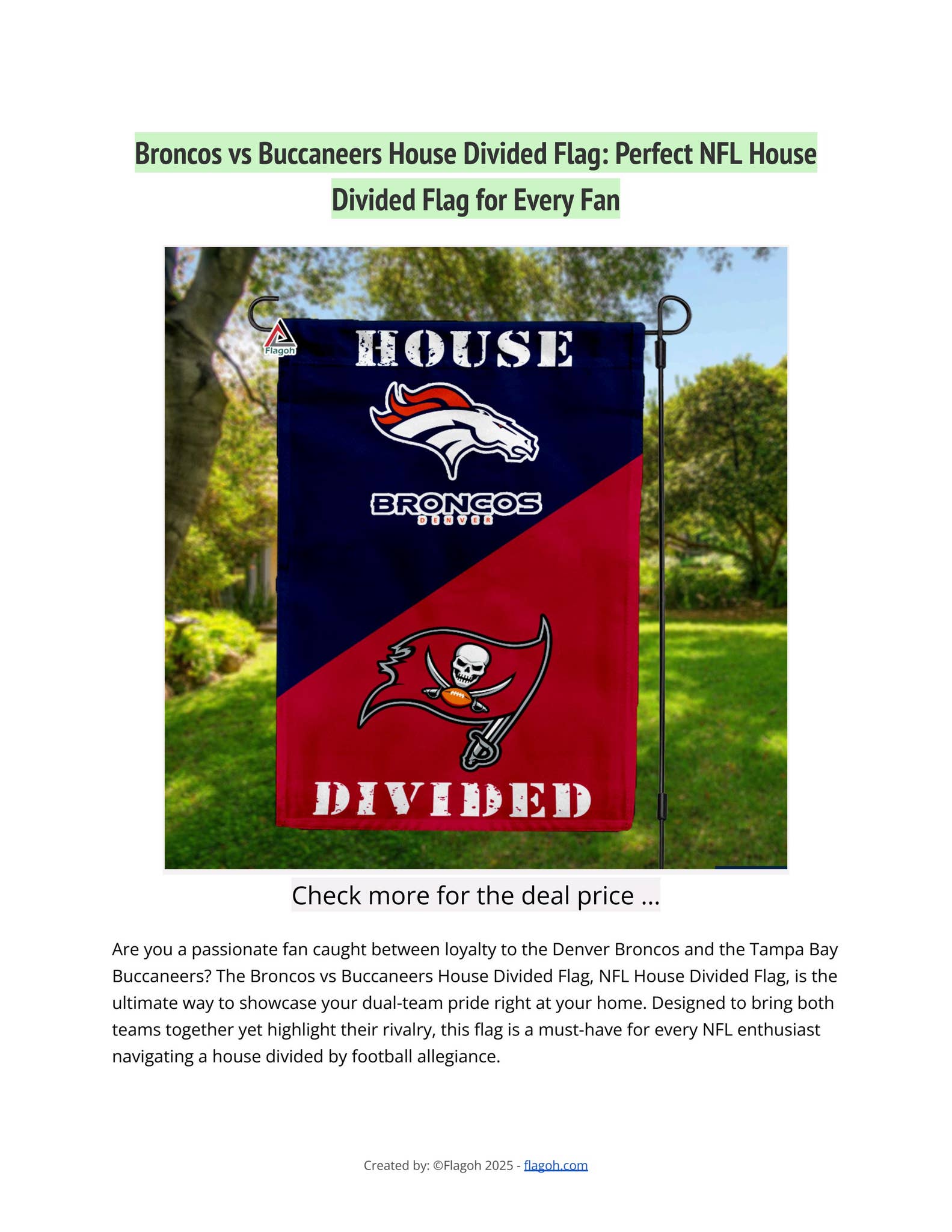 Broncos vs Buccaneers House Divided Flag: Perfect NFL House Divided ...