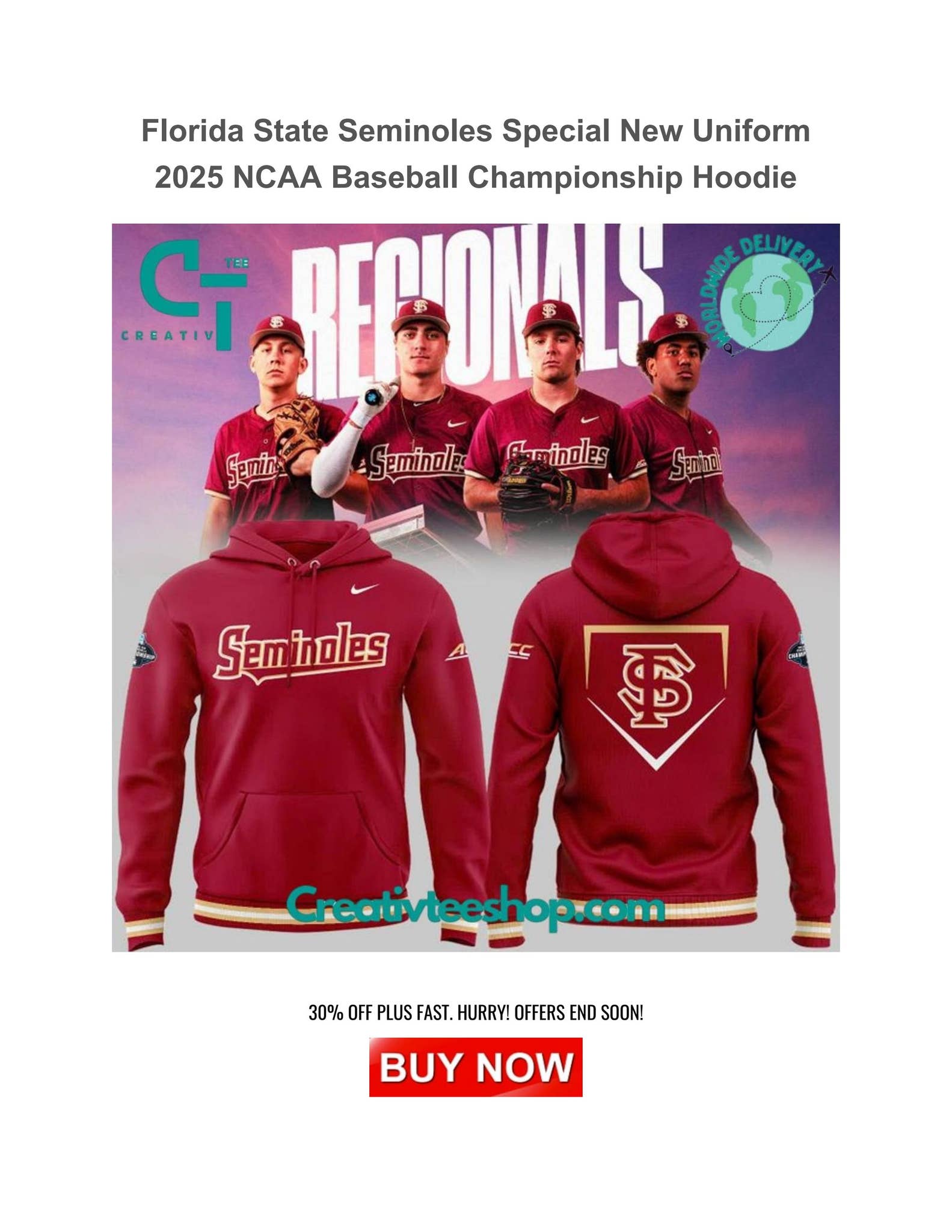 Florida State Seminoles Special New Uniform 2025 NCAA Baseball ...