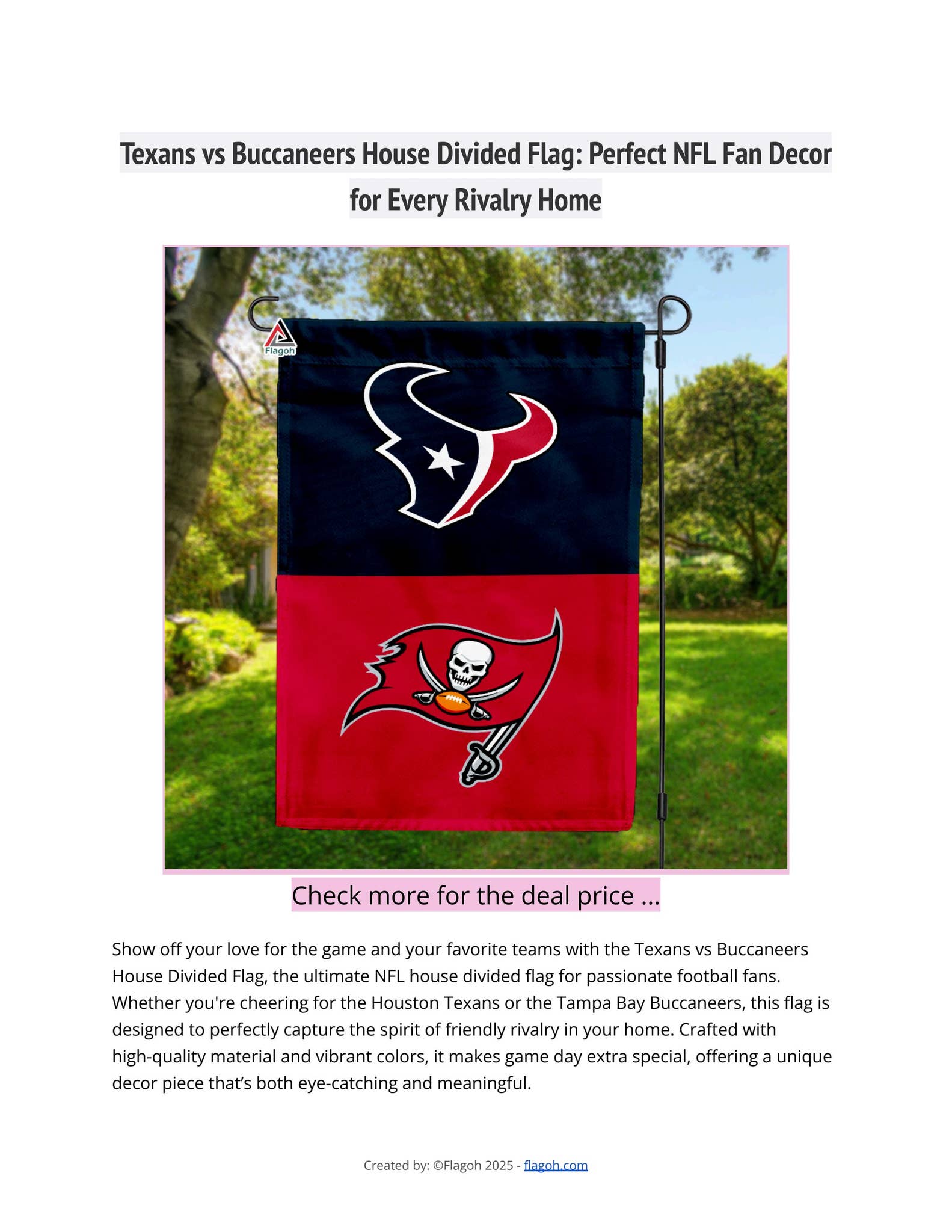 Texans vs Buccaneers House Divided Flag: Perfect NFL Fan Decor for ...