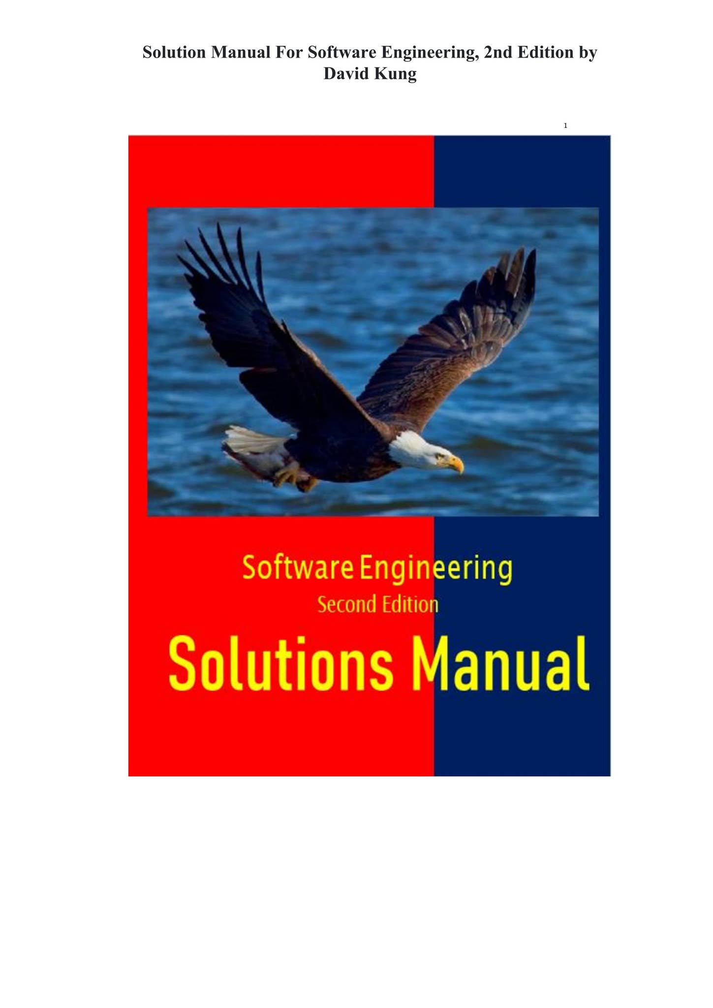 Solution Manual For Software Engineering, 2nd Edition by David Kung by ...