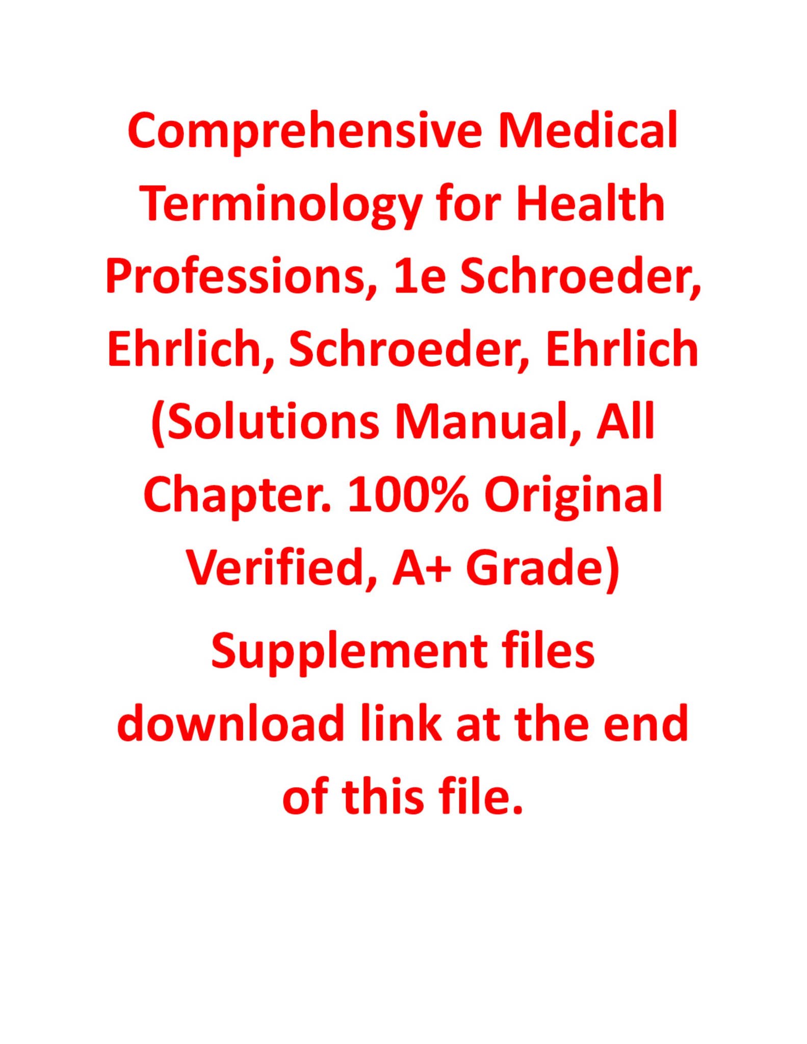 Solutions Manual for Comprehensive Medical Terminology for Health ...