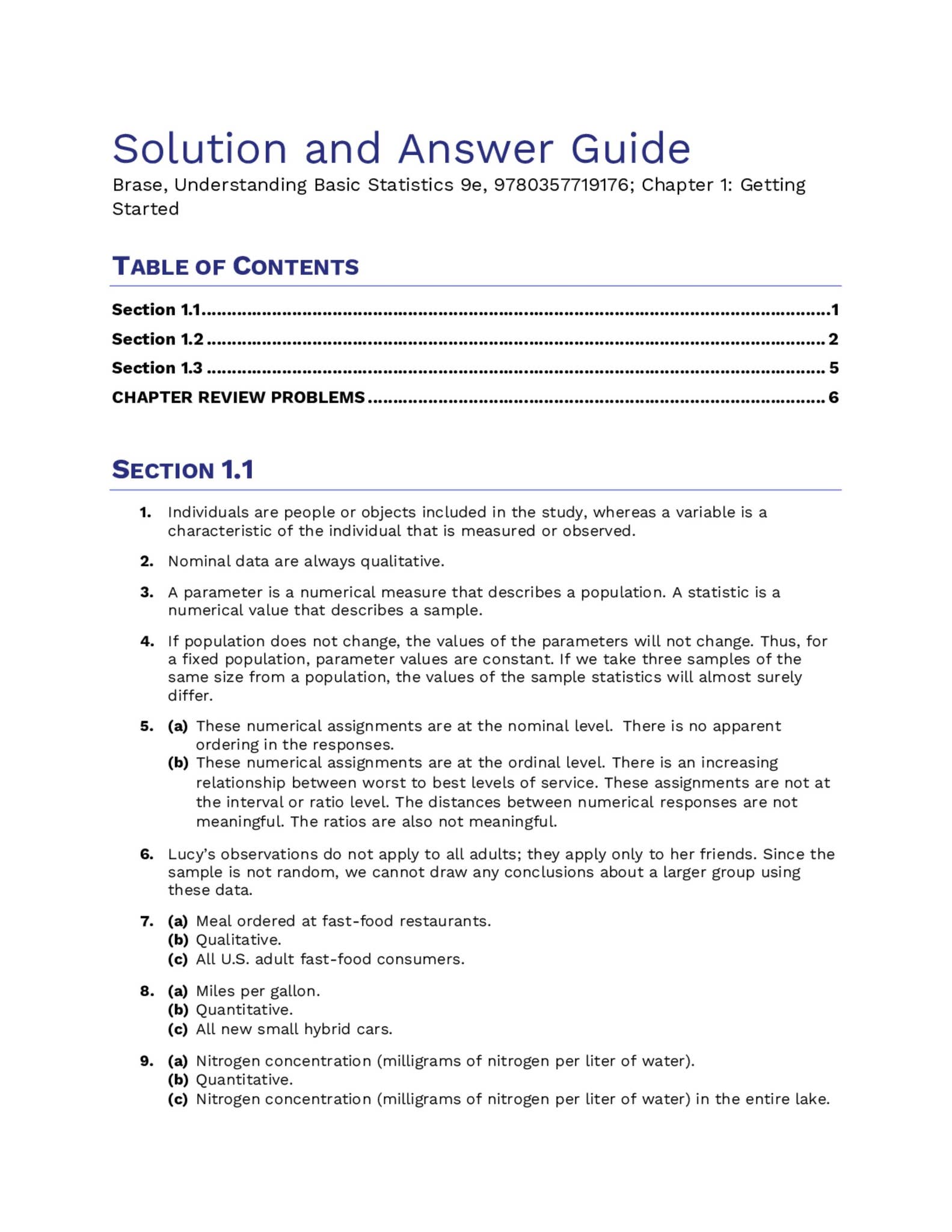Solutions Manual for Understanding Basic Statistics 9th Edition By ...