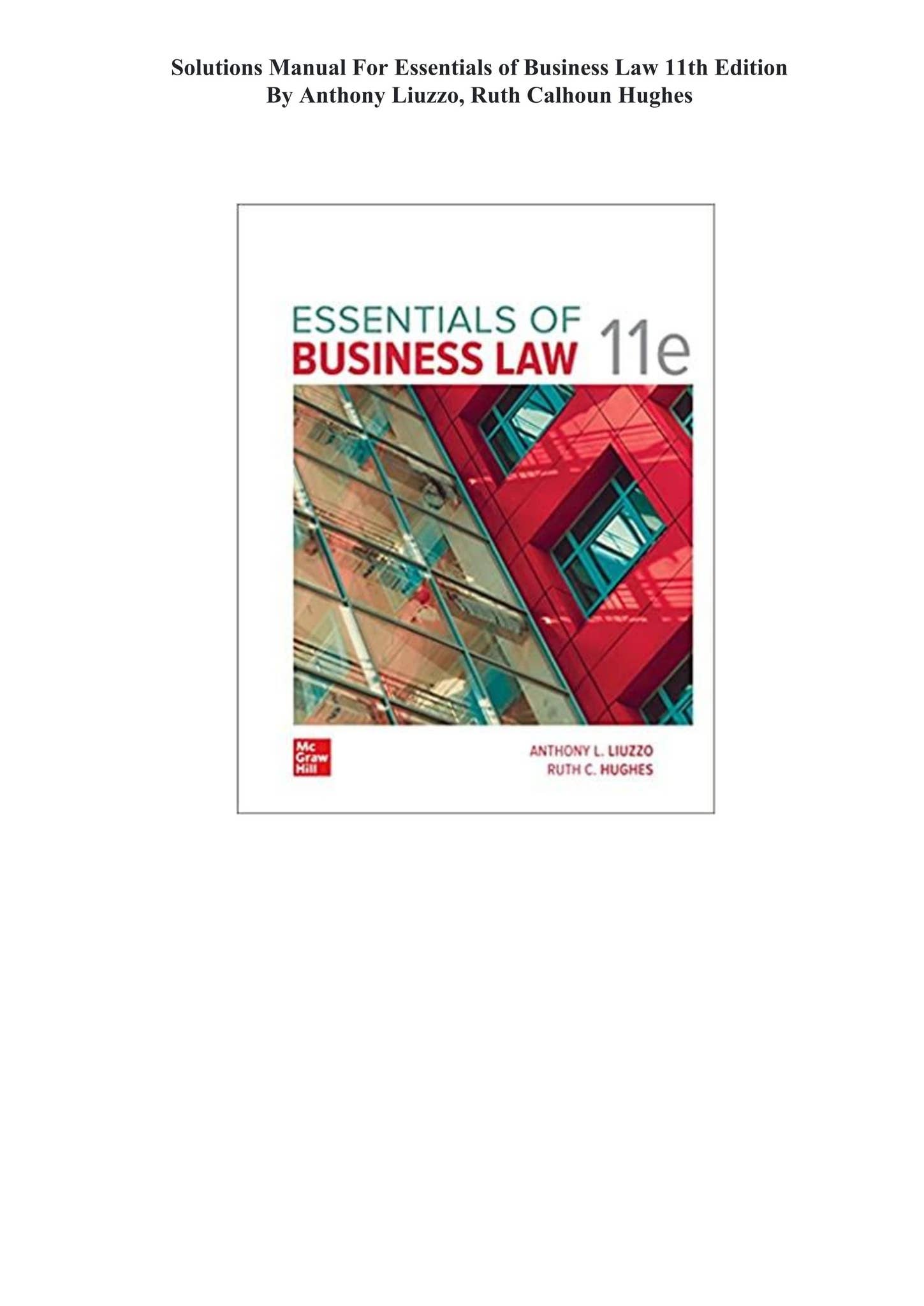 Solutions Manual For Essentials of Business Law 11th Edition By Anthony ...