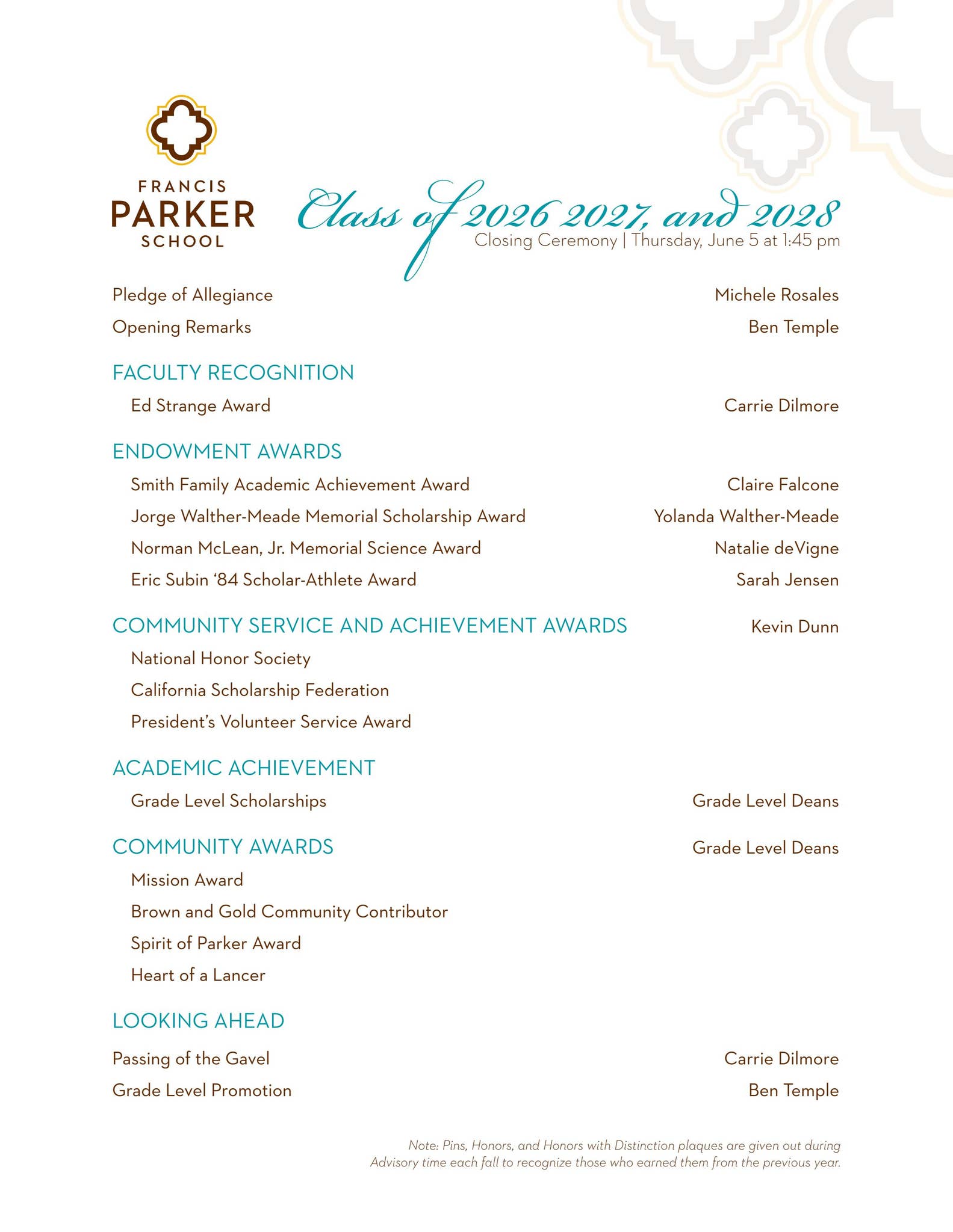 Closing Ceremony Program 2025 by Francis Parker School - Issuu