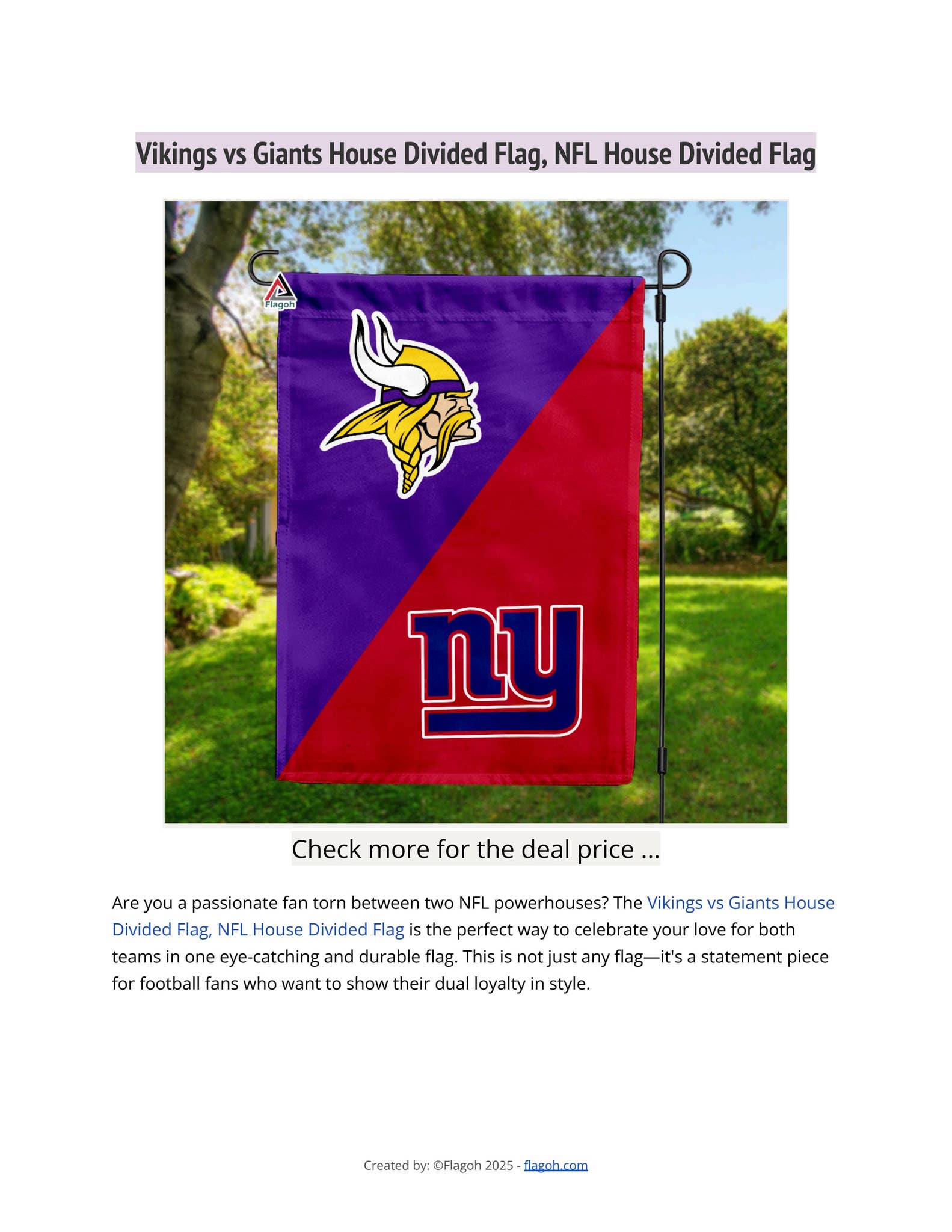 Vikings vs Giants House Divided Flag | Ultimate NFL House Divided Flag ...