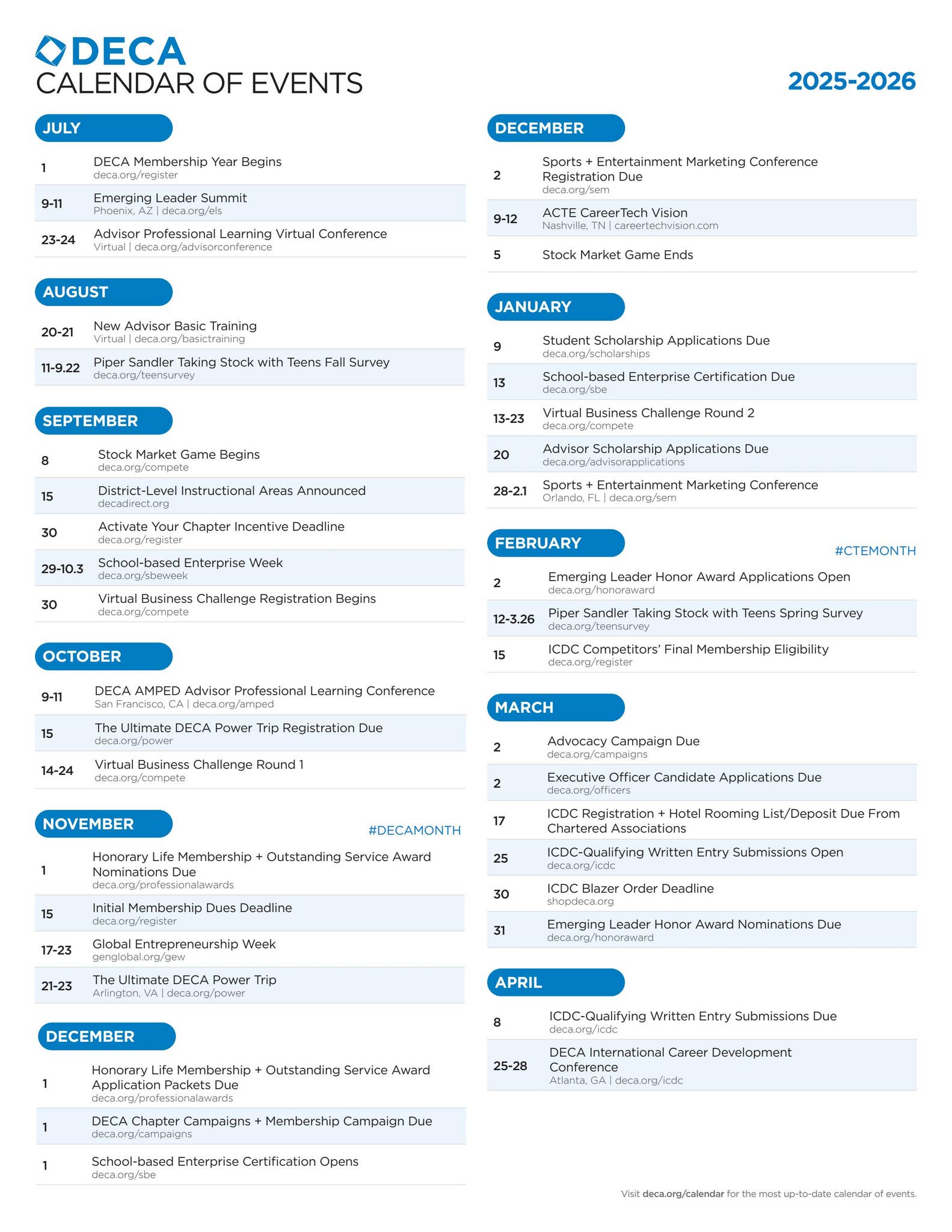 DECA Calendar of Events by DECA Inc. - Issuu