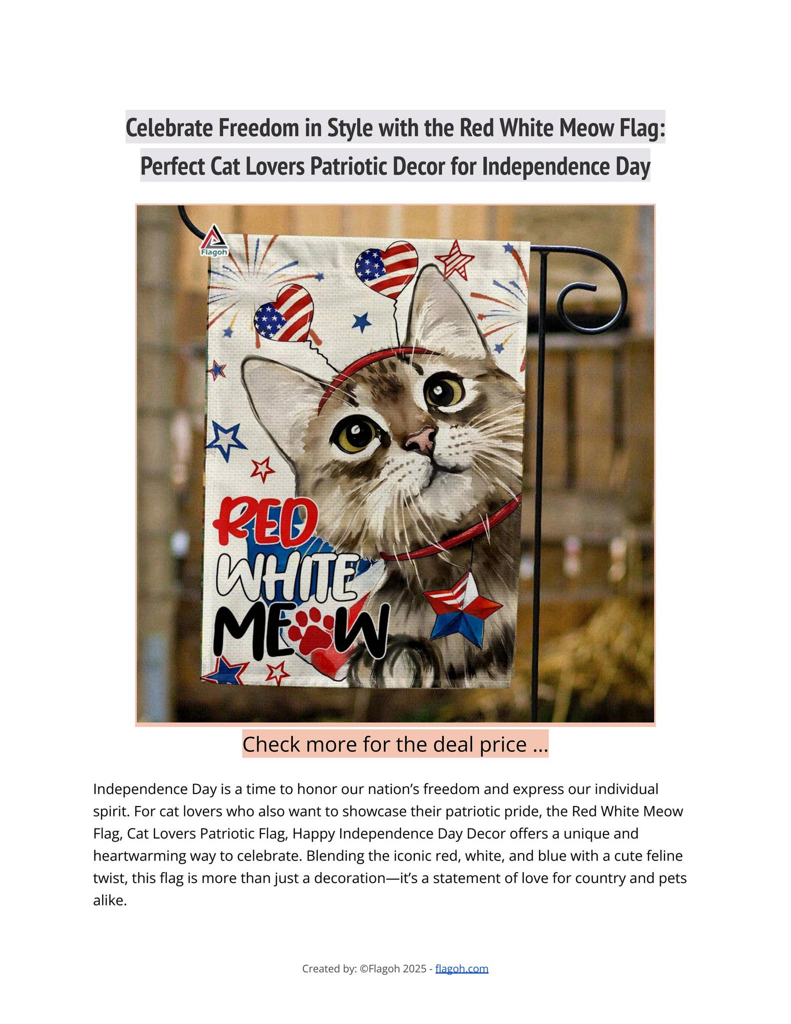Celebrate Freedom in Style with the Red White Meow Flag: Perfect Cat ...