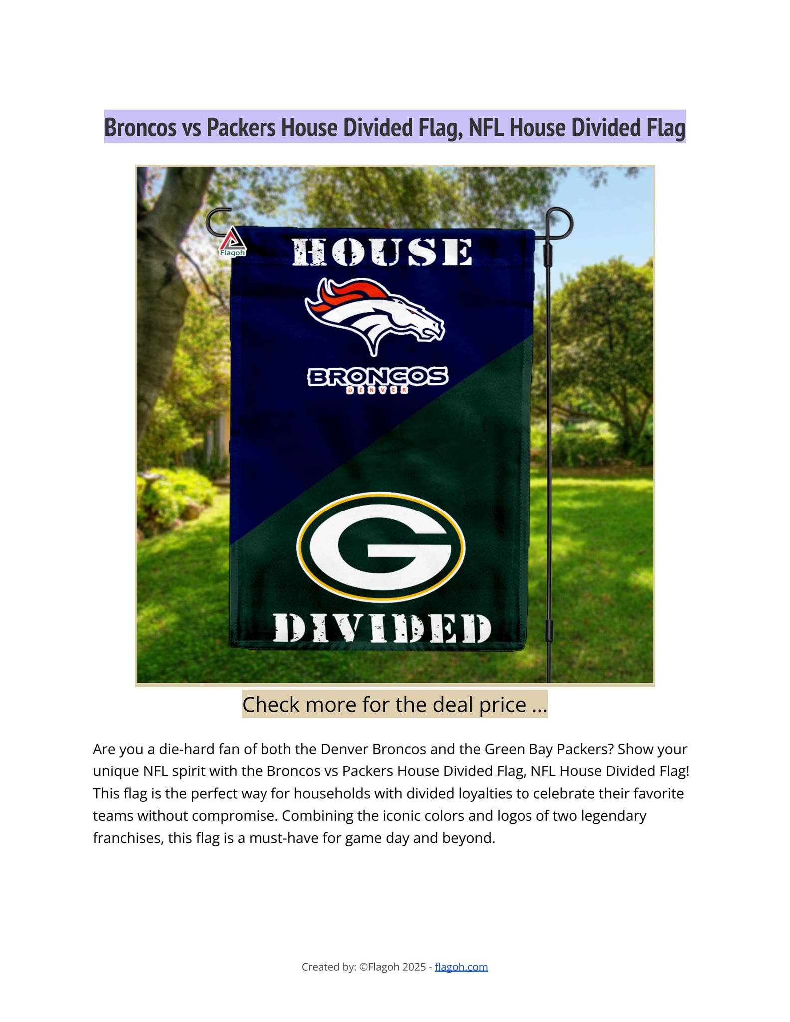 Broncos vs Packers House Divided Flag - Show Your NFL Spirit in Style ...