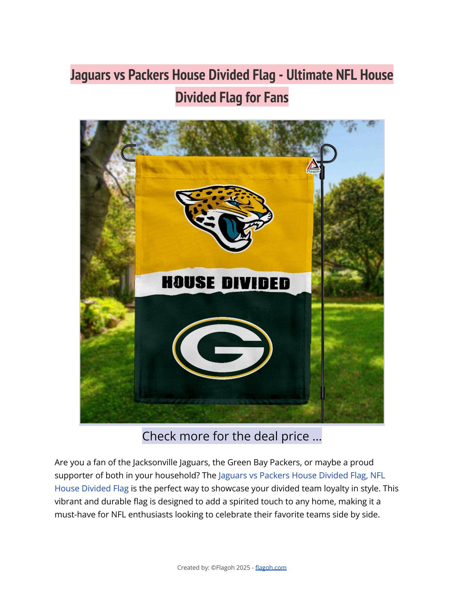 Jaguars vs Packers House Divided Flag - Ultimate NFL House Divided Flag ...