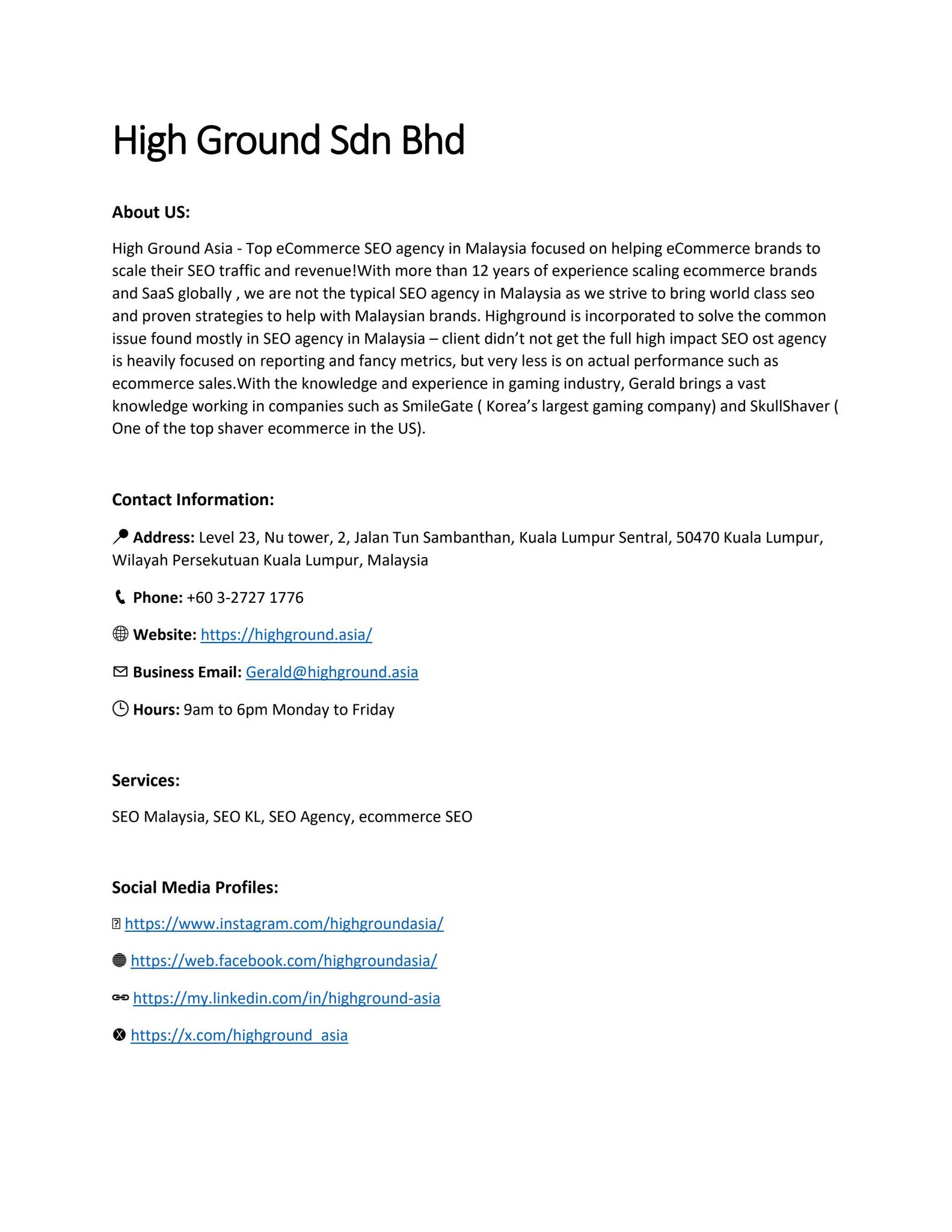High Ground Sdn Bhd by High Ground - Issuu