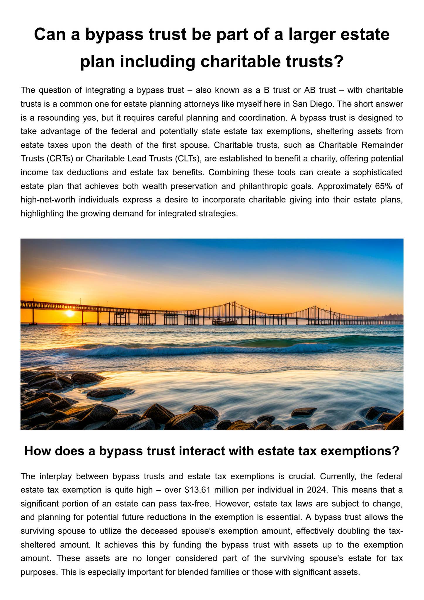 Can a bypass trust be part of a larger estate plan including charitable ...