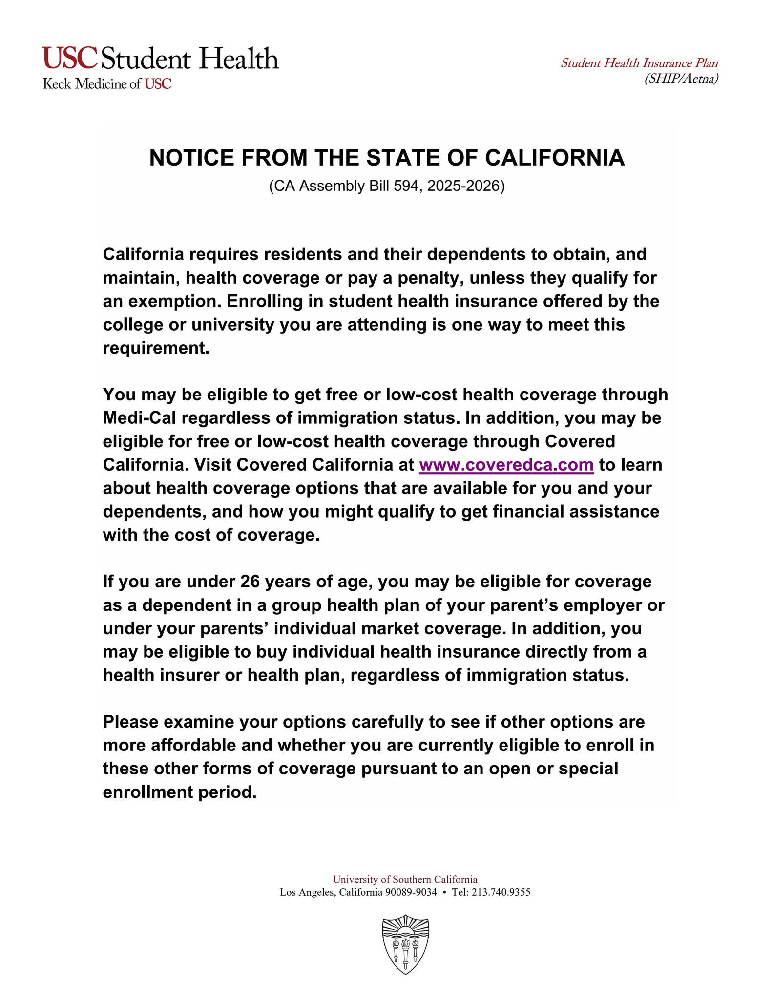 Student Health Insurance Notice by USC Campus Health - Issuu