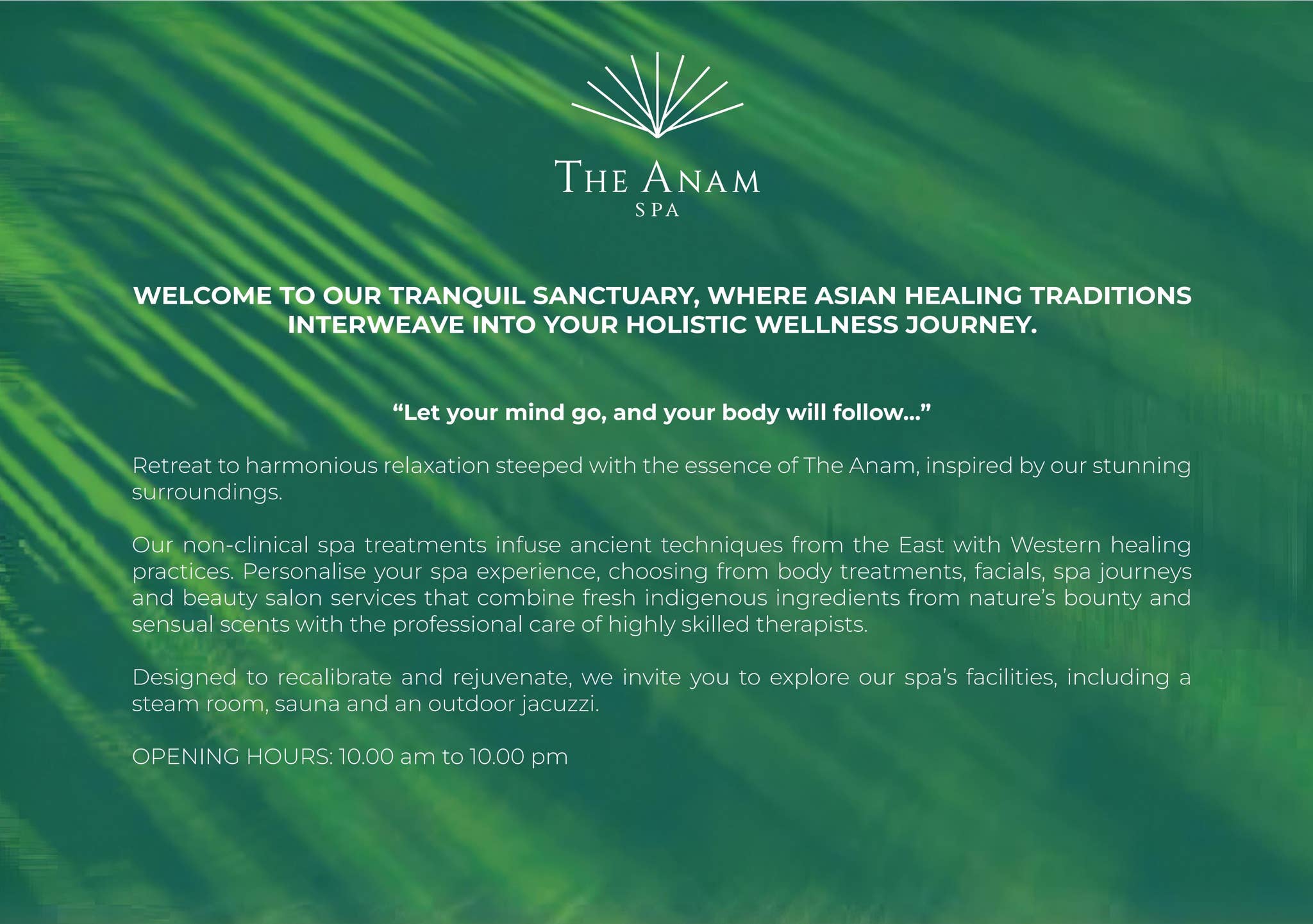 The Anam Spa Menu by The Anam - Issuu